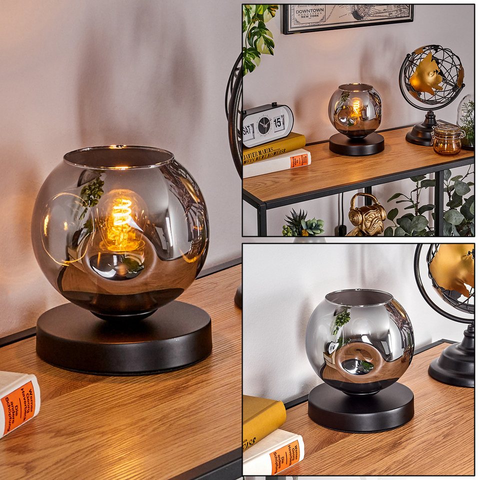 Hofstein Tischleuchte Tischlampe Aus Metallglas In Schwarzrauchfarben
