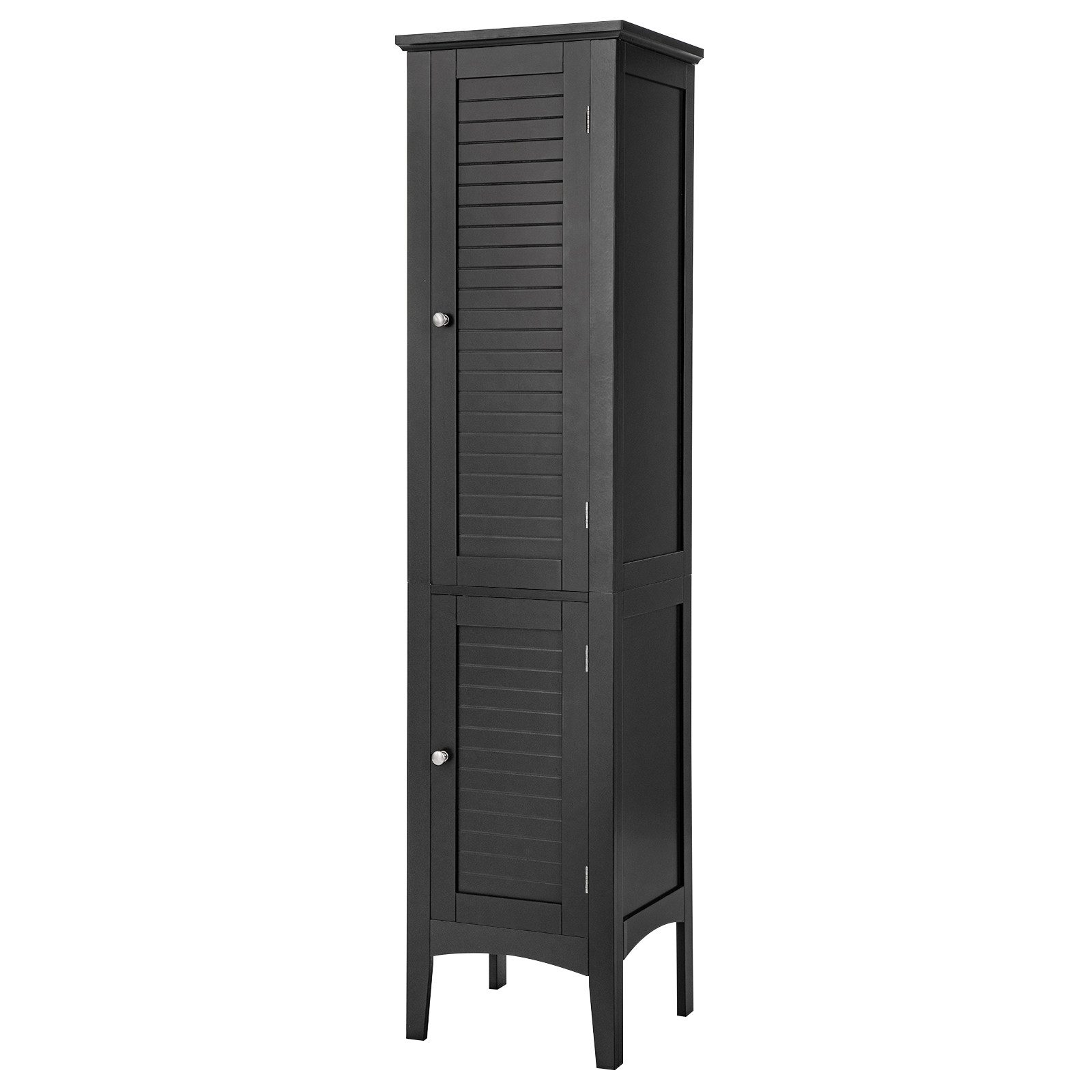 Costway Hochschrank Badschmalmit 2 Lamellentür5 Fächern37x37x160cm