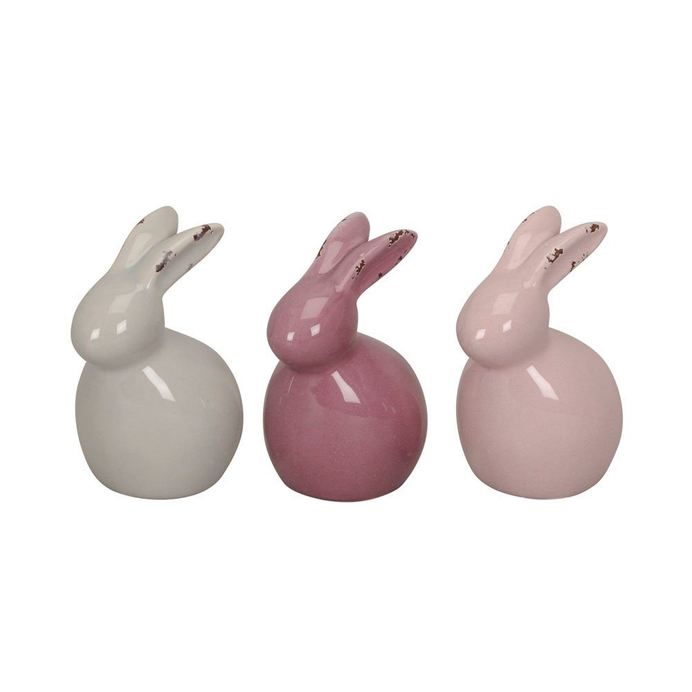 Posiwio Osterhase 3tlg Hase Bunny Violett Rosa Cremeweiß H9cm