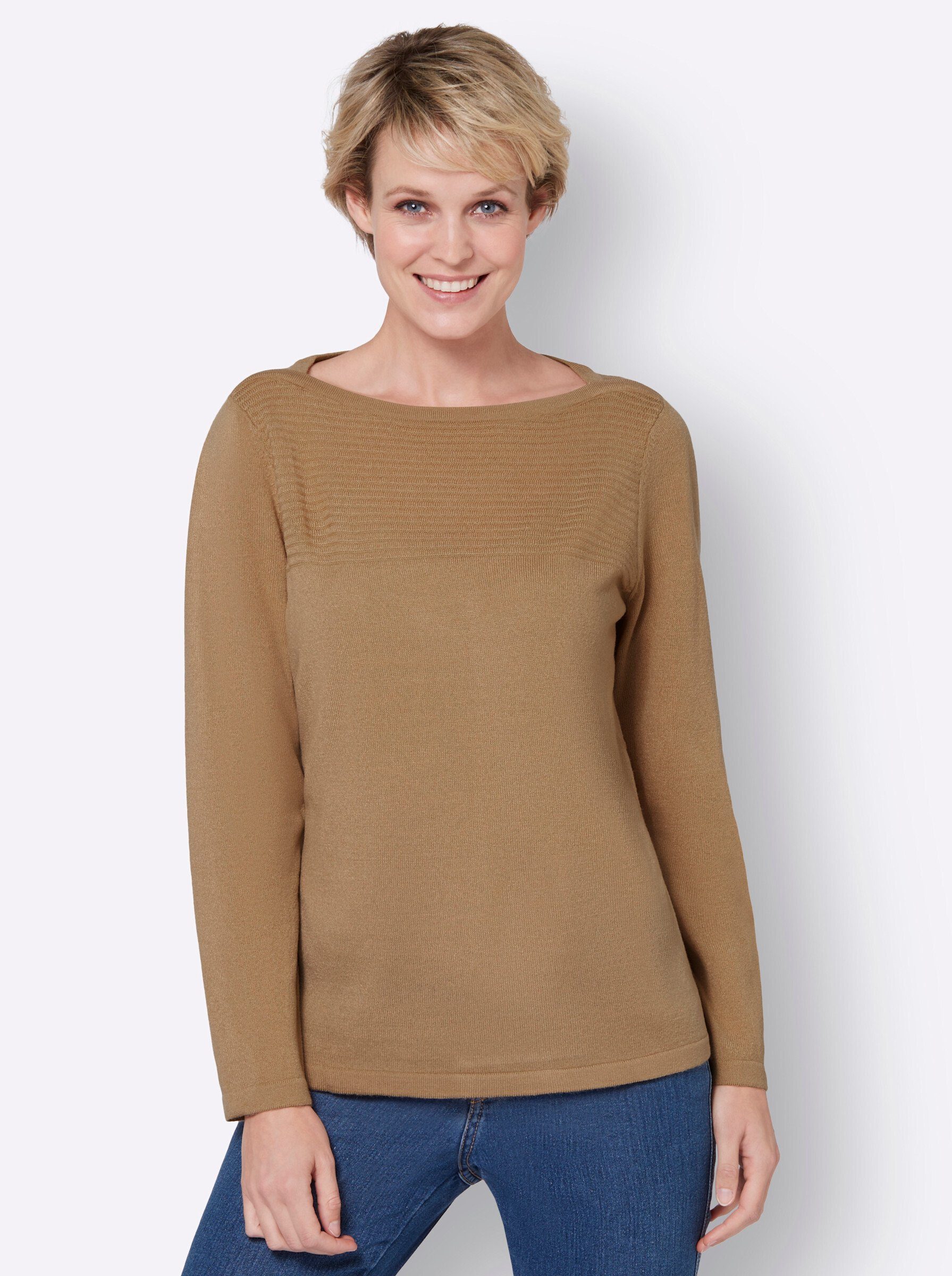 Sieh An Strickpullover Langarm Pullover U Boot Ausschnitt