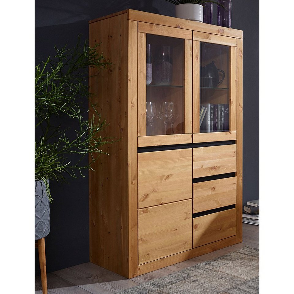 Lomadox Highboard Wilson 69 In Eichefarbig Kiefer Massivholz