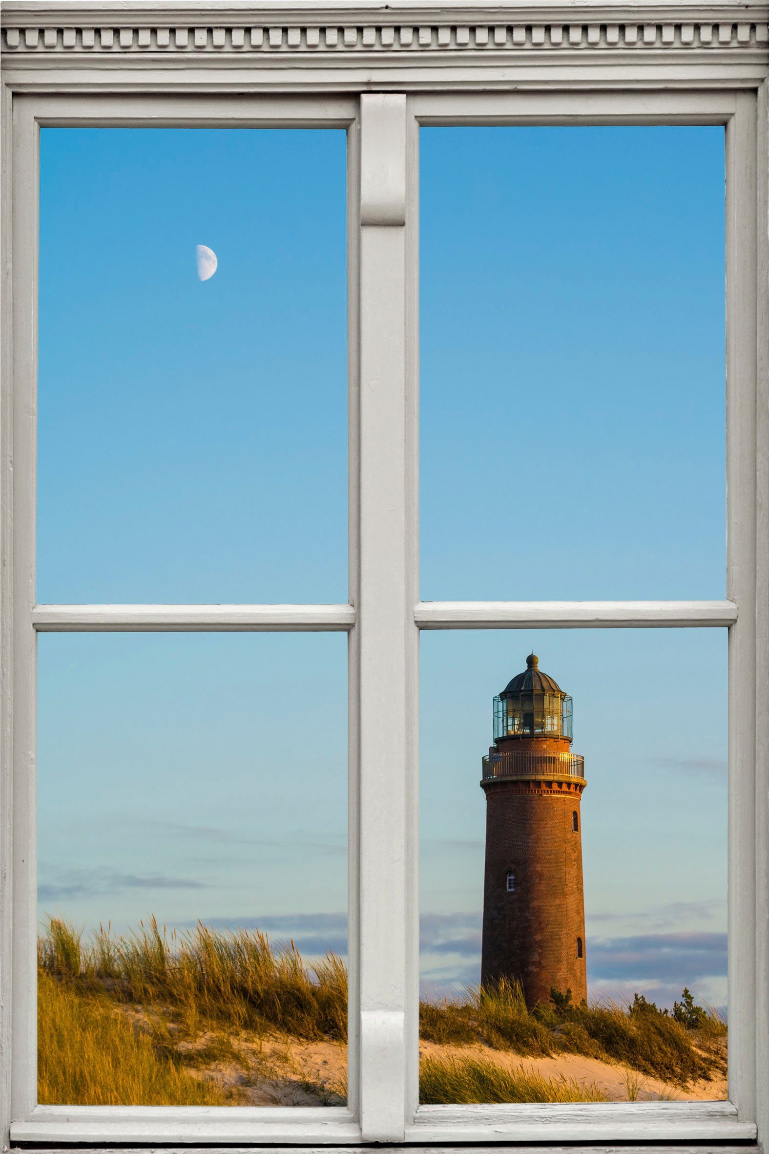 queence Wandsticker Leuchtturm, Wandsticker, Wandbild, selbstklebend, 3D, Fenster, Material ...