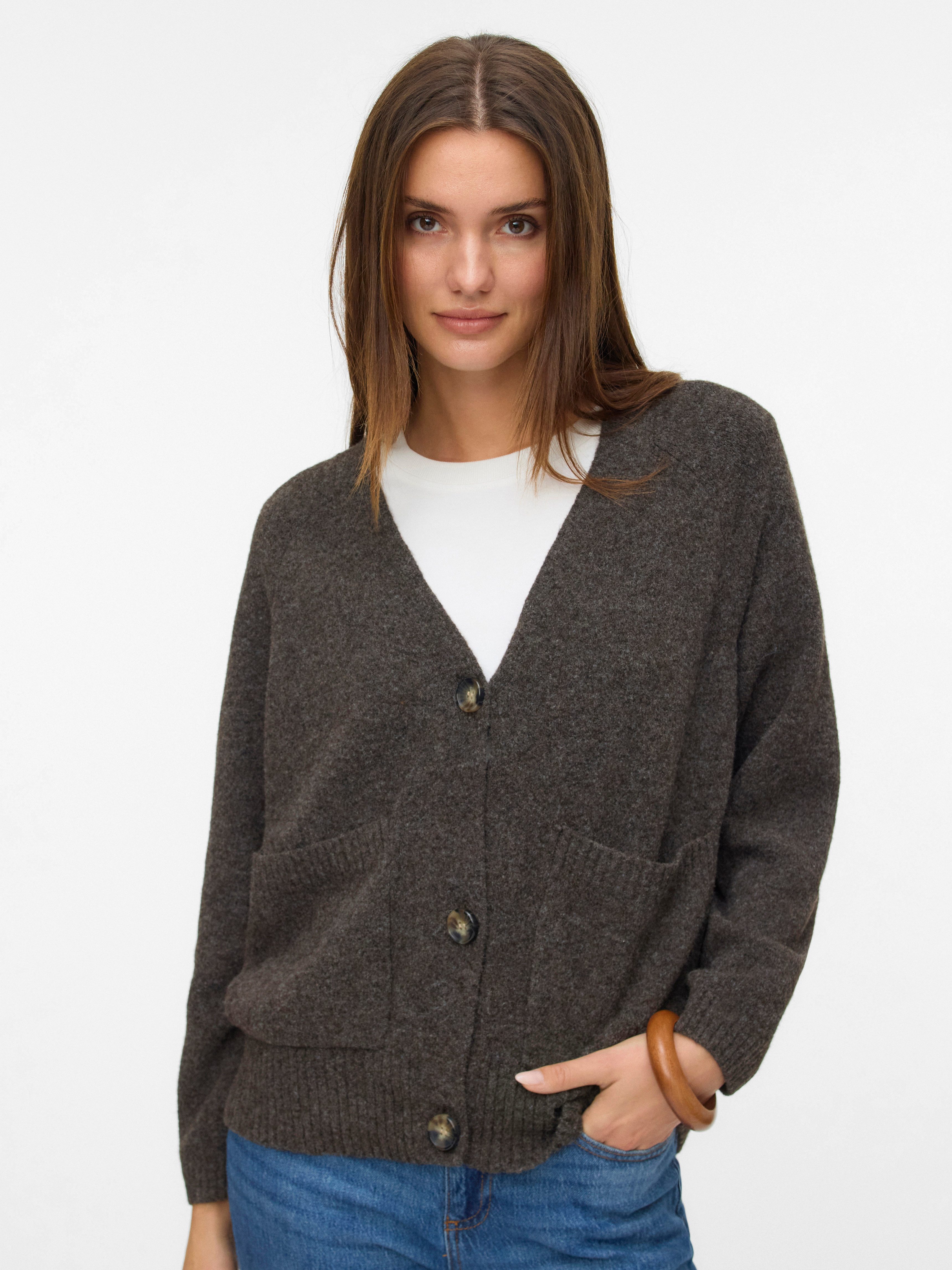 Vero Moda Strickjacke VMBOOM LS V-NECK BUTTON CARDIGAN GA NOOS