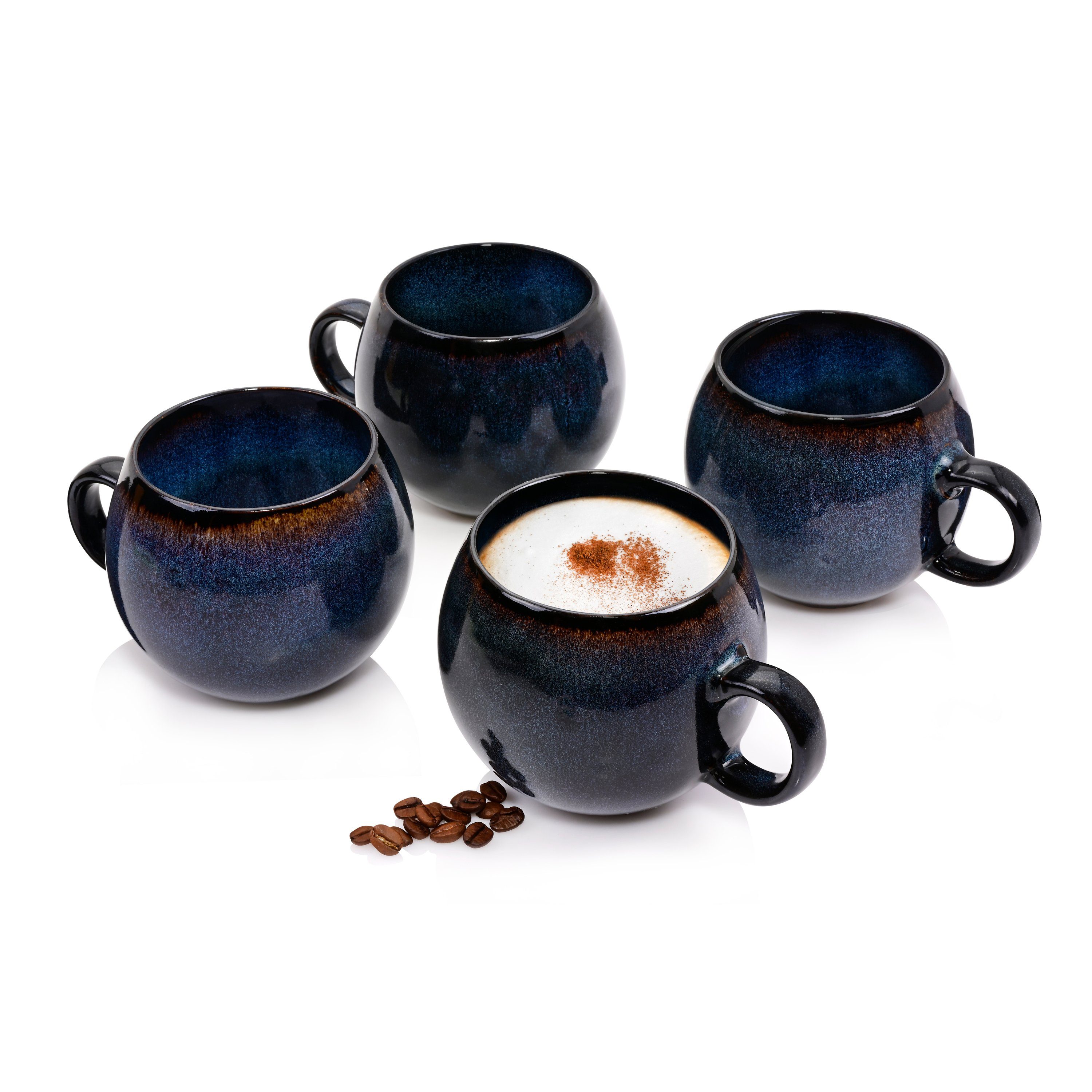 SÄnger Cappuccinotasse Tokio Cappuccinobecher Steingut Blau Schwarz