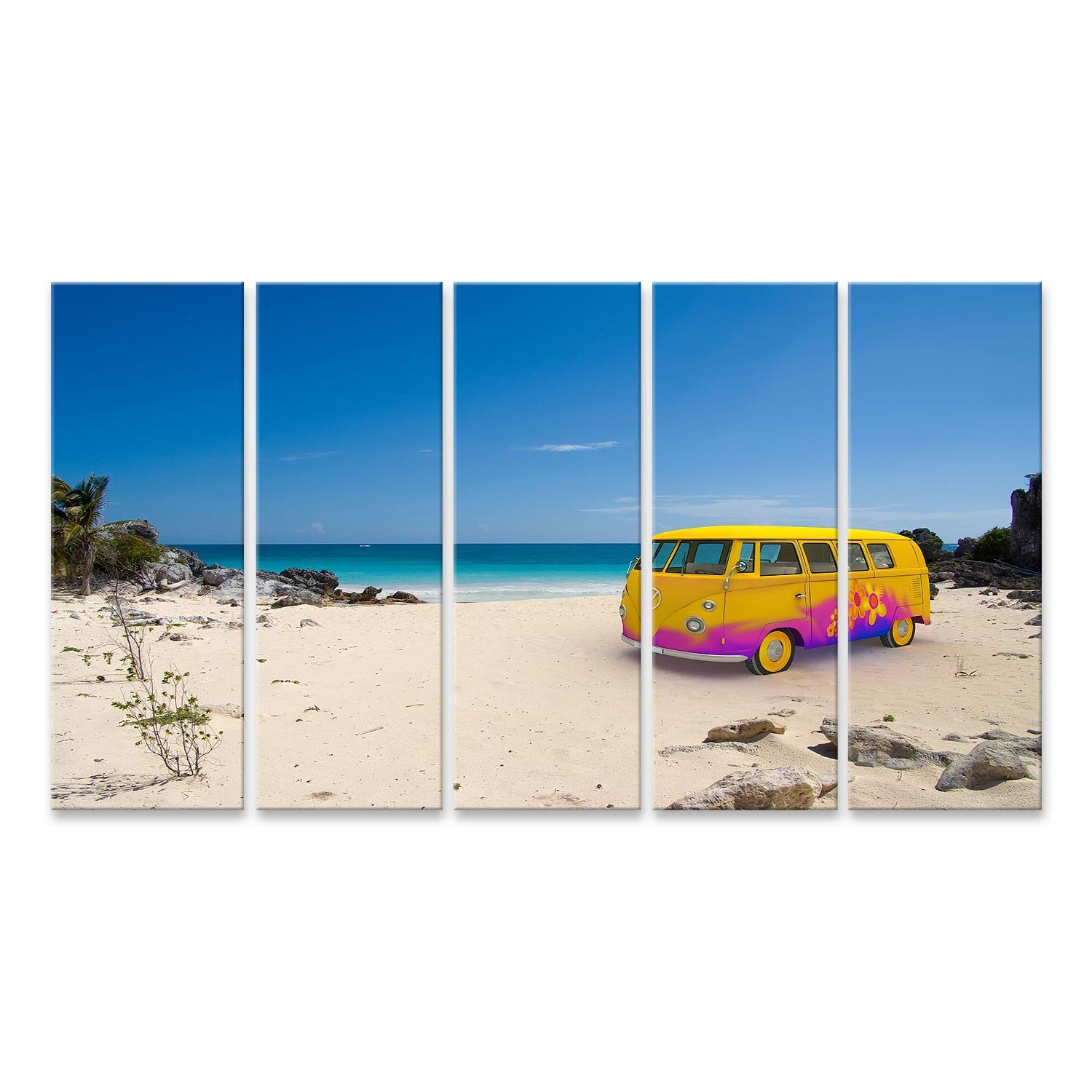 Islandburner Leinwandbild Bild Auf Leinwand Peace Love Bus Passend Vw