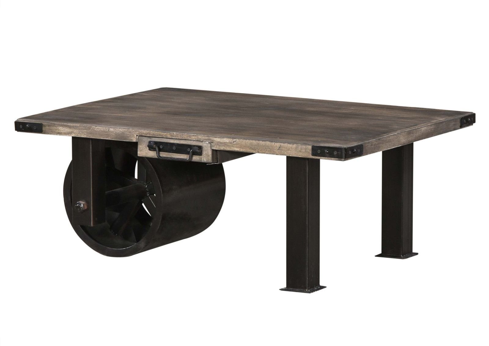 Massivmoebel24 Couchtisch Railway Couchtisch Mango 110x80x43 Grau
