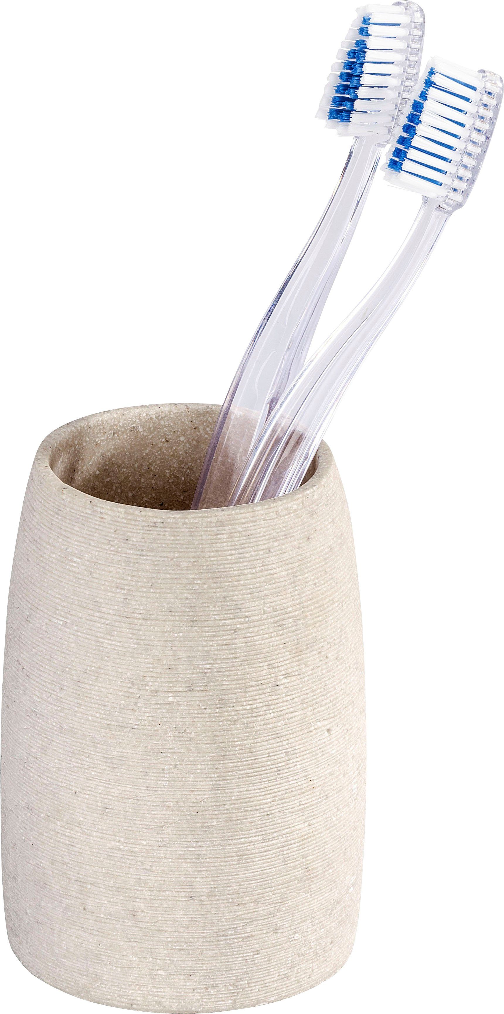 Wenko Zahnputzbecher Goa Beige Aus Schwerem Kunststein