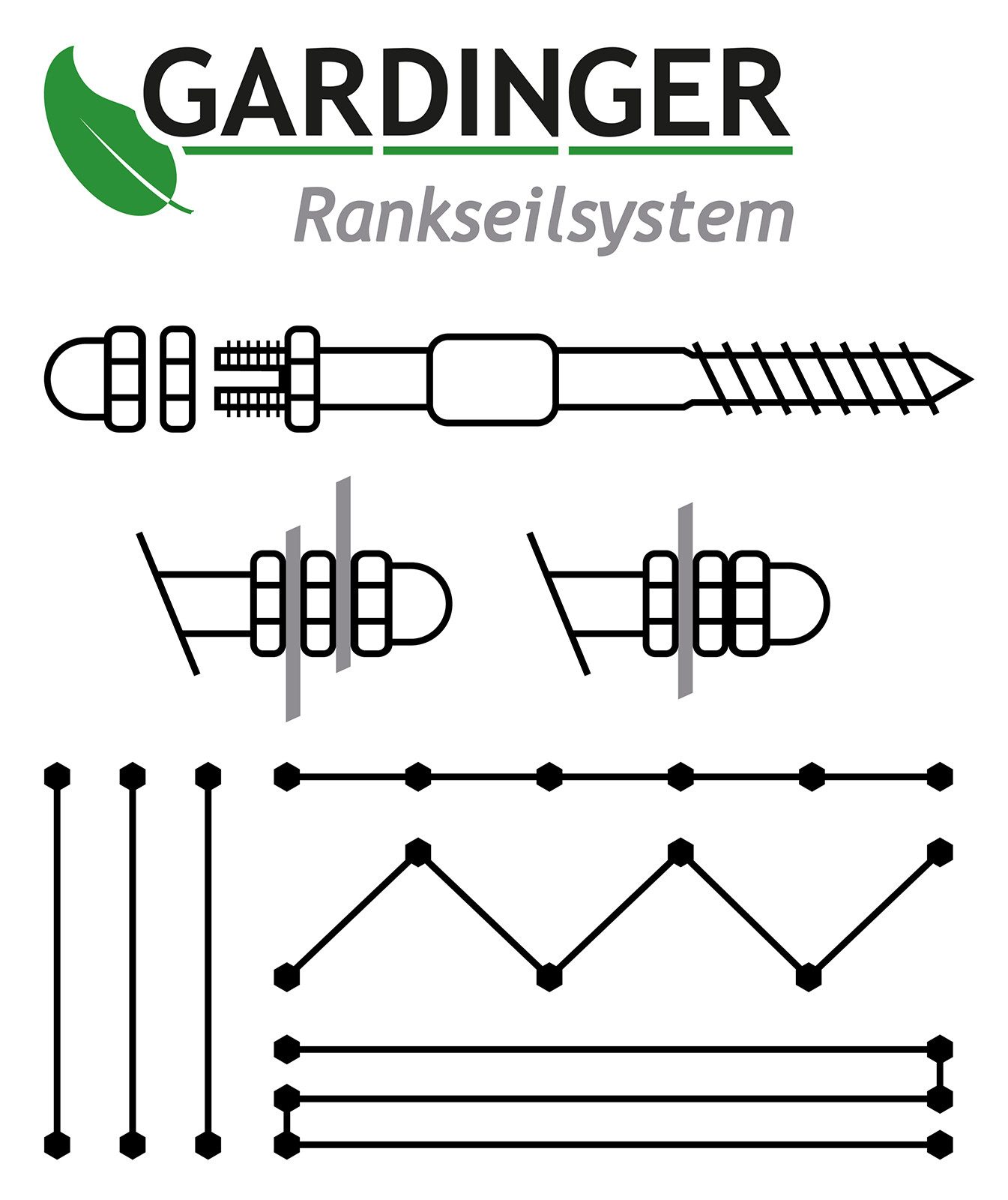 GARDINGER Rankhilfe Rankhilfe Rankseilsystem Edelstahl mit Schrauben ...
