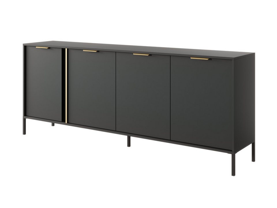 Compleo Kommode Für Wohnzimmer Natala Viertürig Goldene Griffe Auf