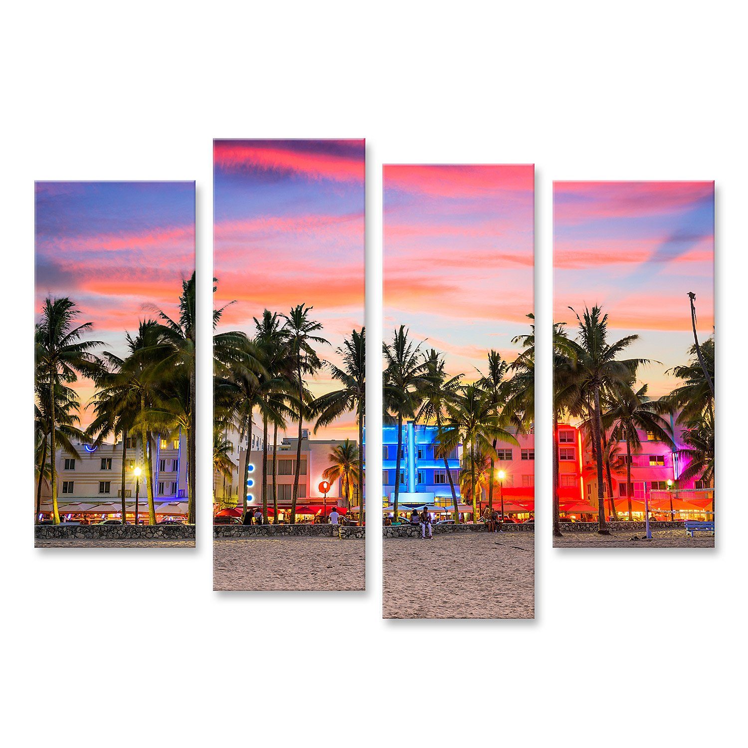 islandburner Leinwandbild Bild auf Leinwand Miami Florida Usa Stadtbild am Strand von Miami am O
