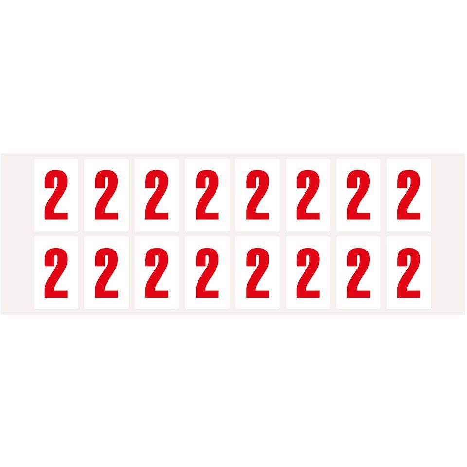 König Werbeanlagen Hinweisschild Ziffer 2, weiß/rot, Folie, Schrifthöhe 25mm, 22x36mm, 320 Stück ...