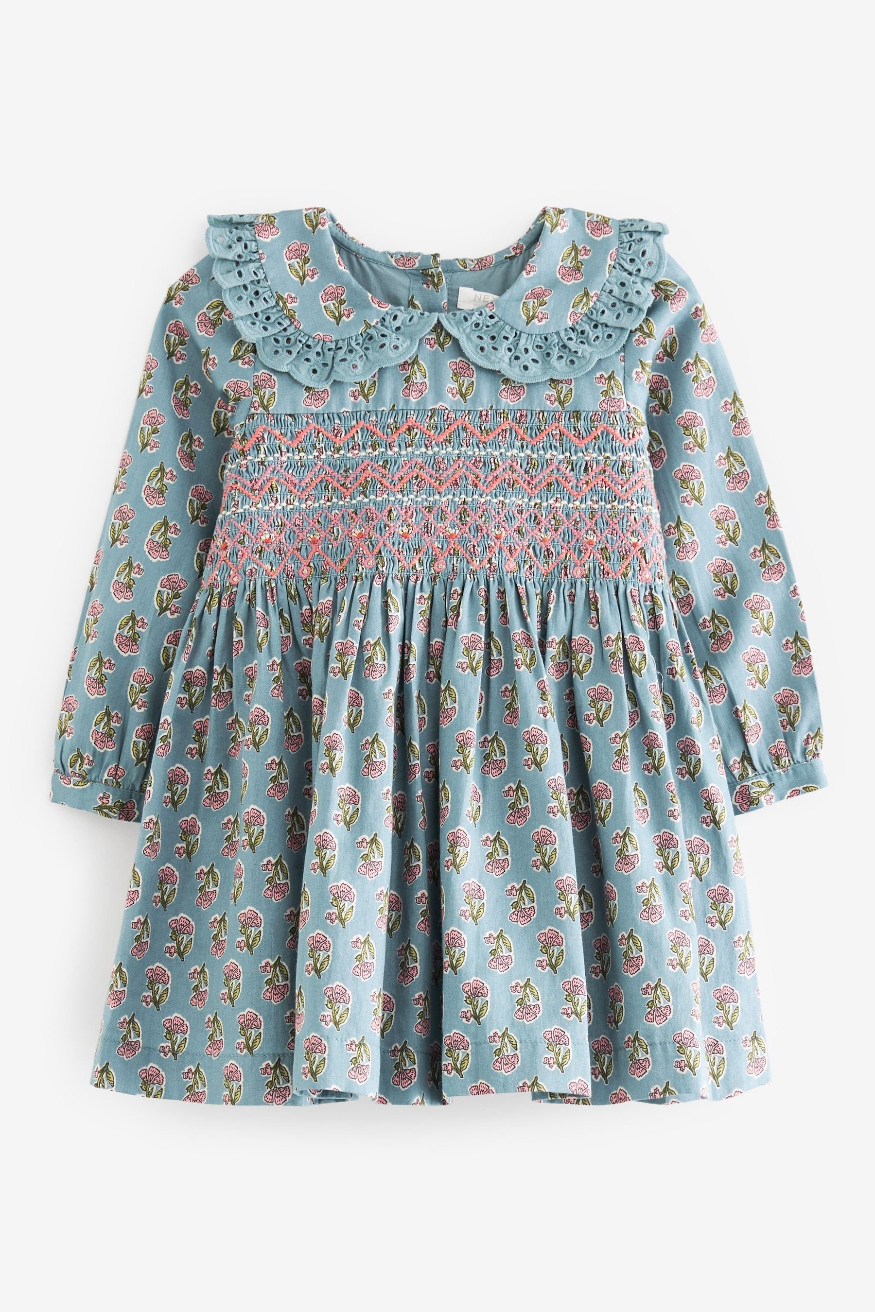 Next Druckkleid Bedrucktes Gesmoktes Kleid Mit Kragen 1 Tlg
