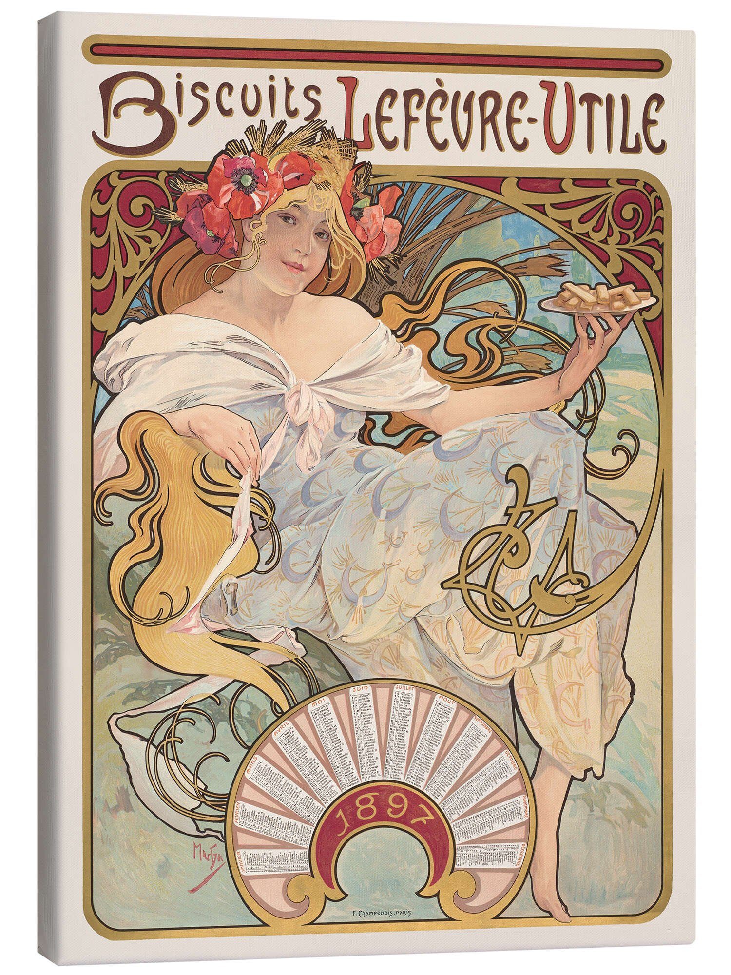 Posterlounge Leinwandbild Alfons Mucha Biscuits Lefèvre Utile