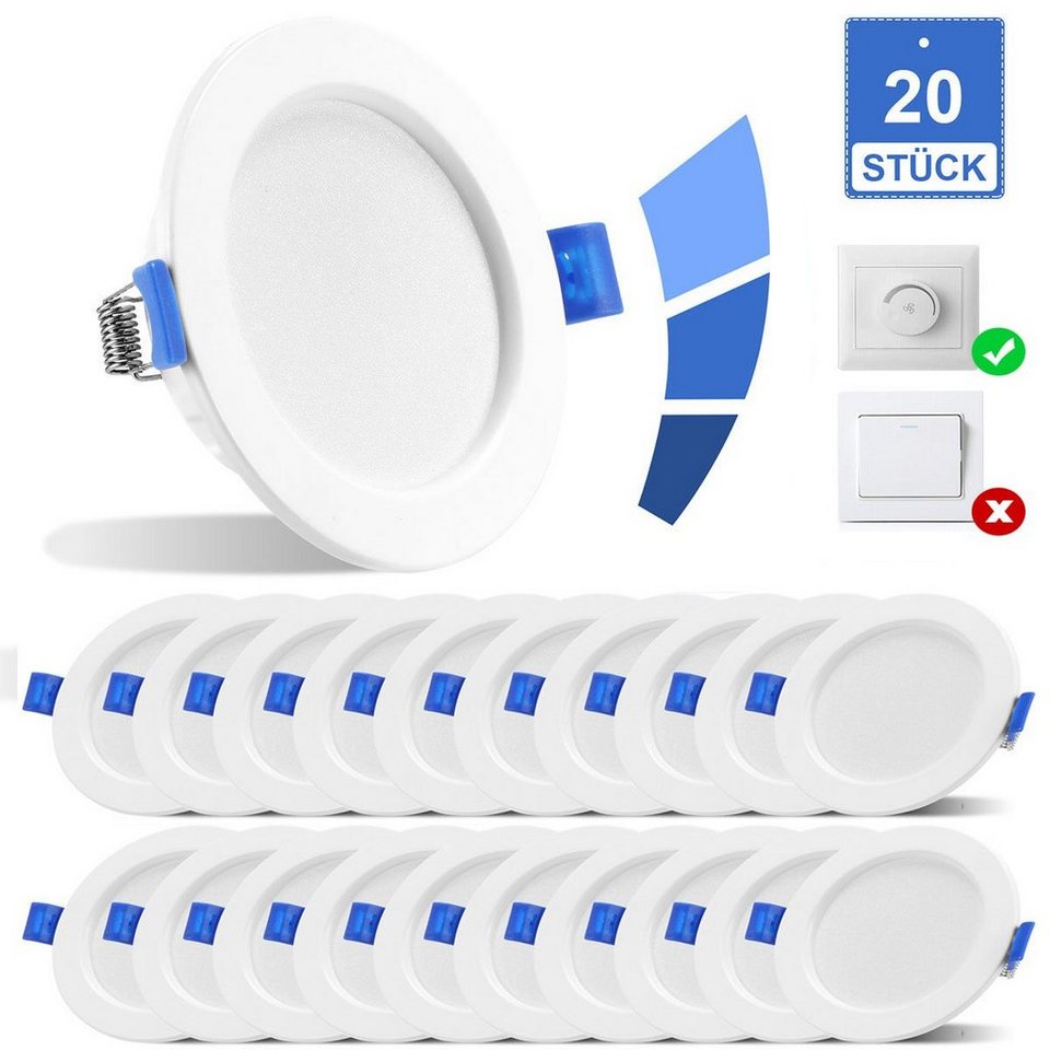 Letgospt Led Einbaustrahler 20er Set Led Einbaustrahler Dimmbar Spot