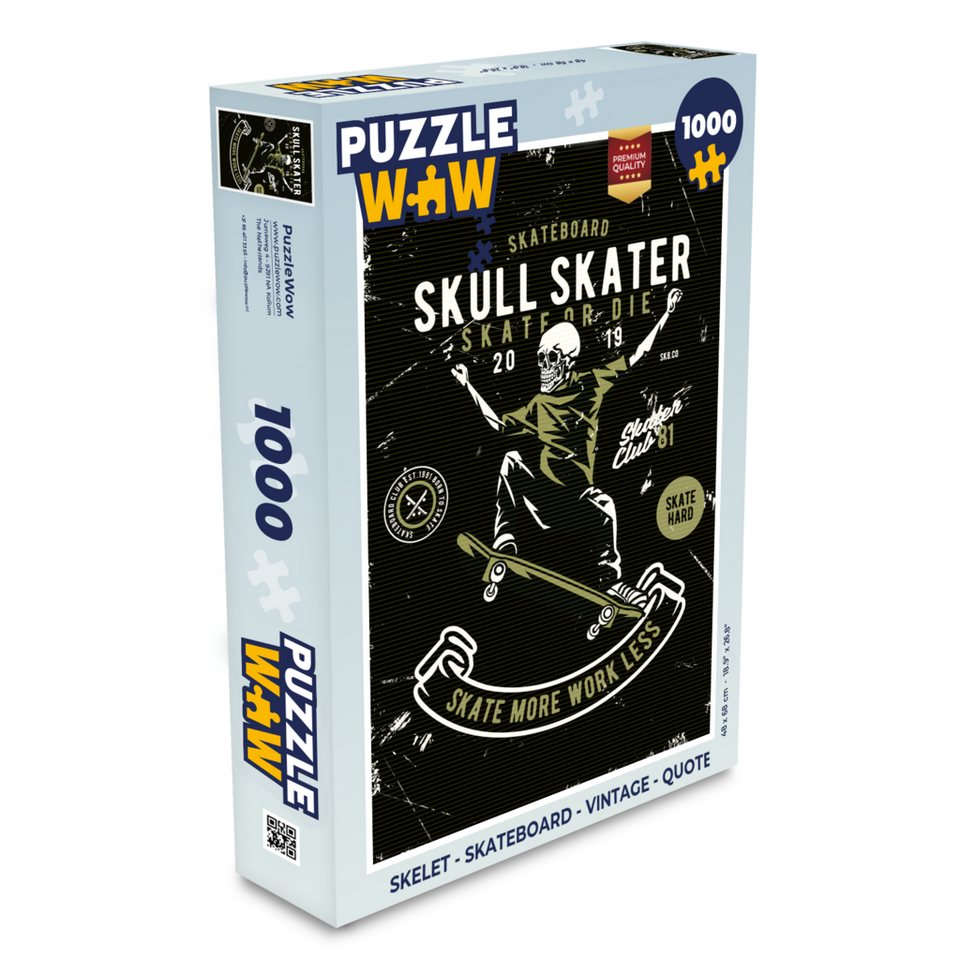 Muchowow Puzzle Skelett Skateboard Vintage Zitat 1000