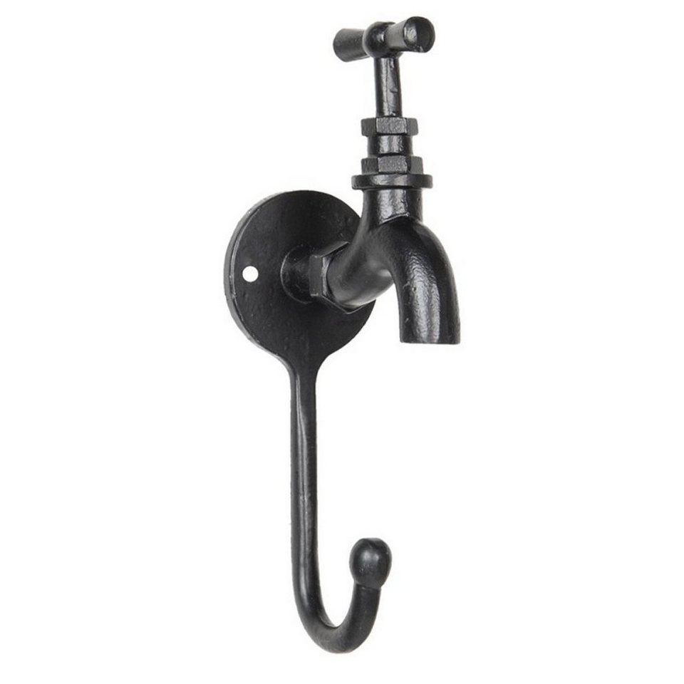 Macosa Home Dekohaken Wandhaken Wasserhahn Metall Schwarz Retro