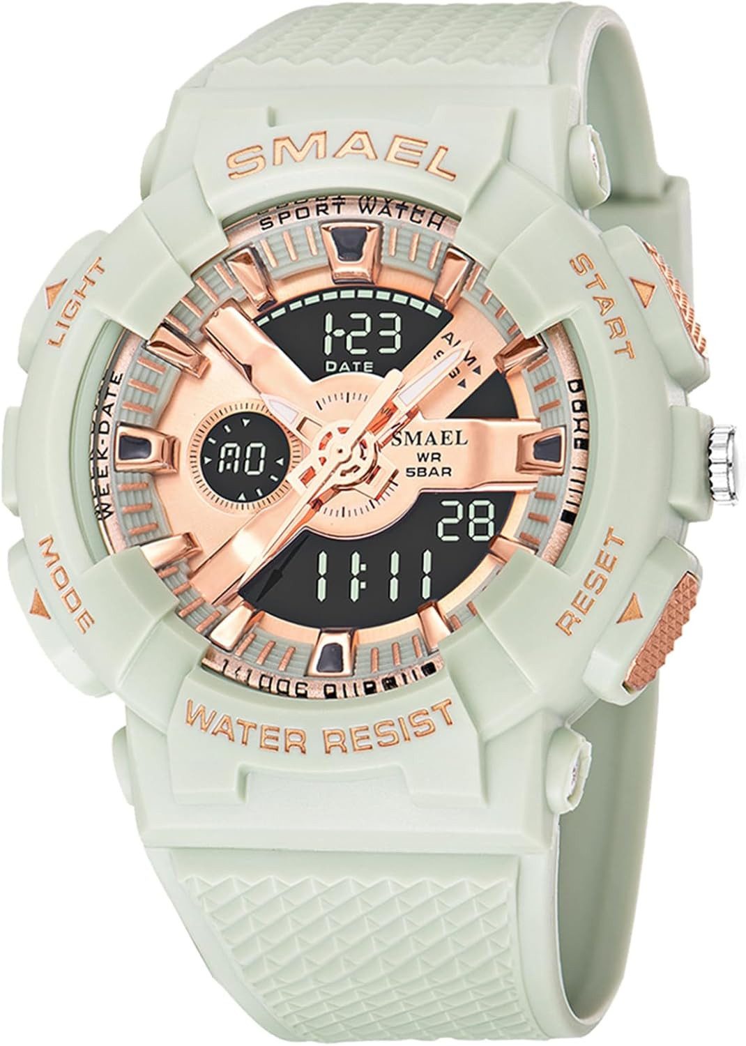 SMAEL Mit Datum, Woche,Stoppuhr, Alarm,LED-Licht,12/24h-Anzeige & Zeitansage Watch, Wasserdicht ...