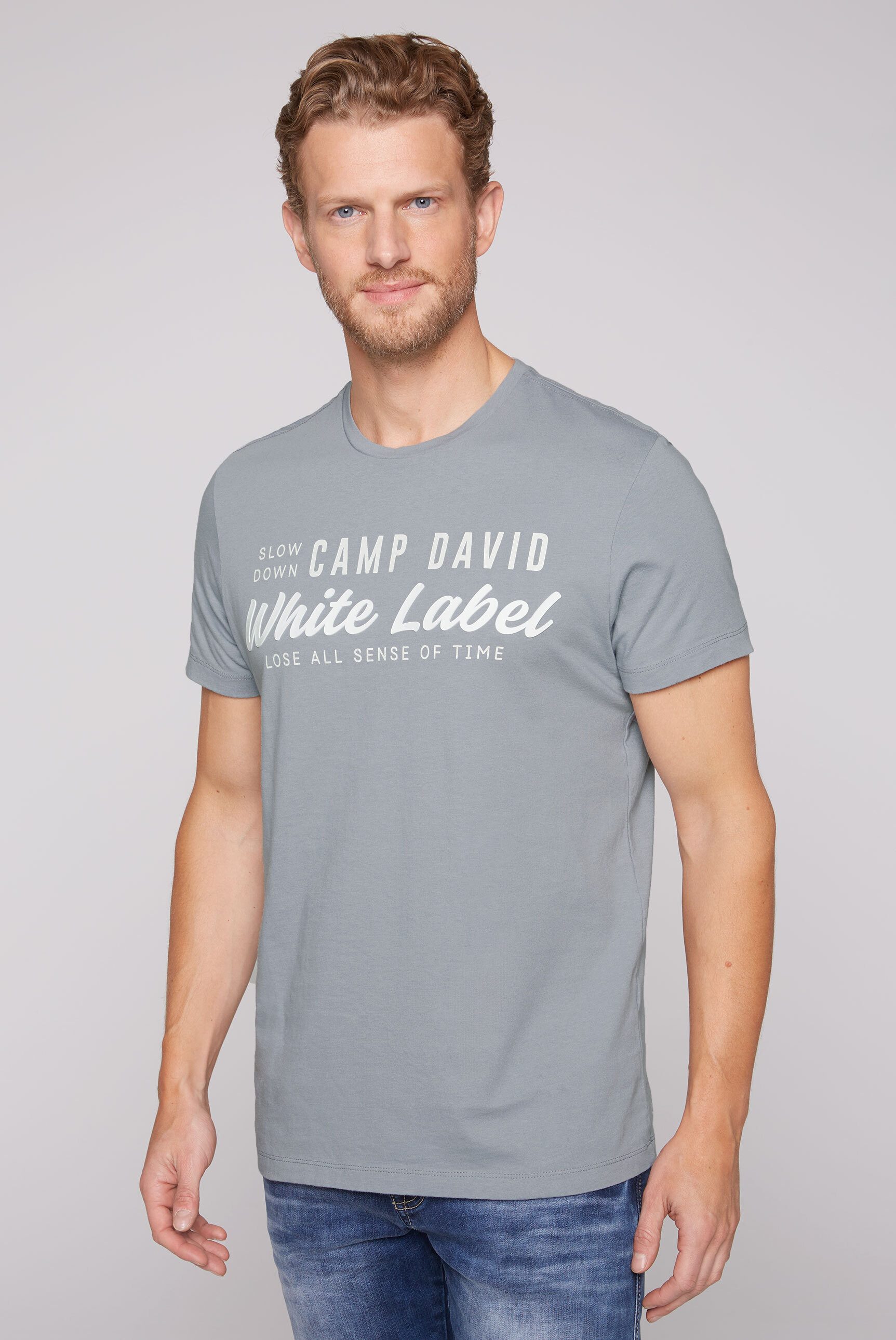 CAMP DAVID Rundhalsshirt aus Baumwolle, Wording Print vorne mit Rubber ...