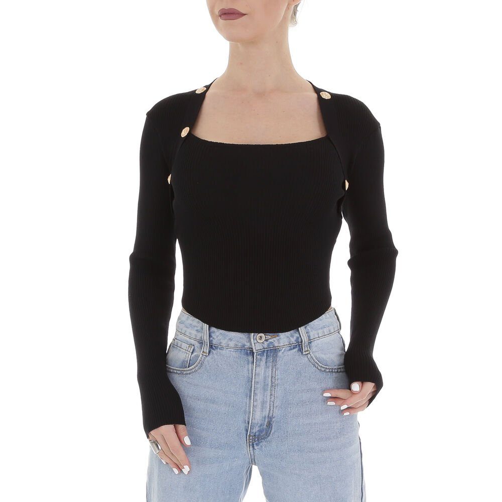 Ital Design Strickpullover Damen Freizeit Knopfleiste Stretch