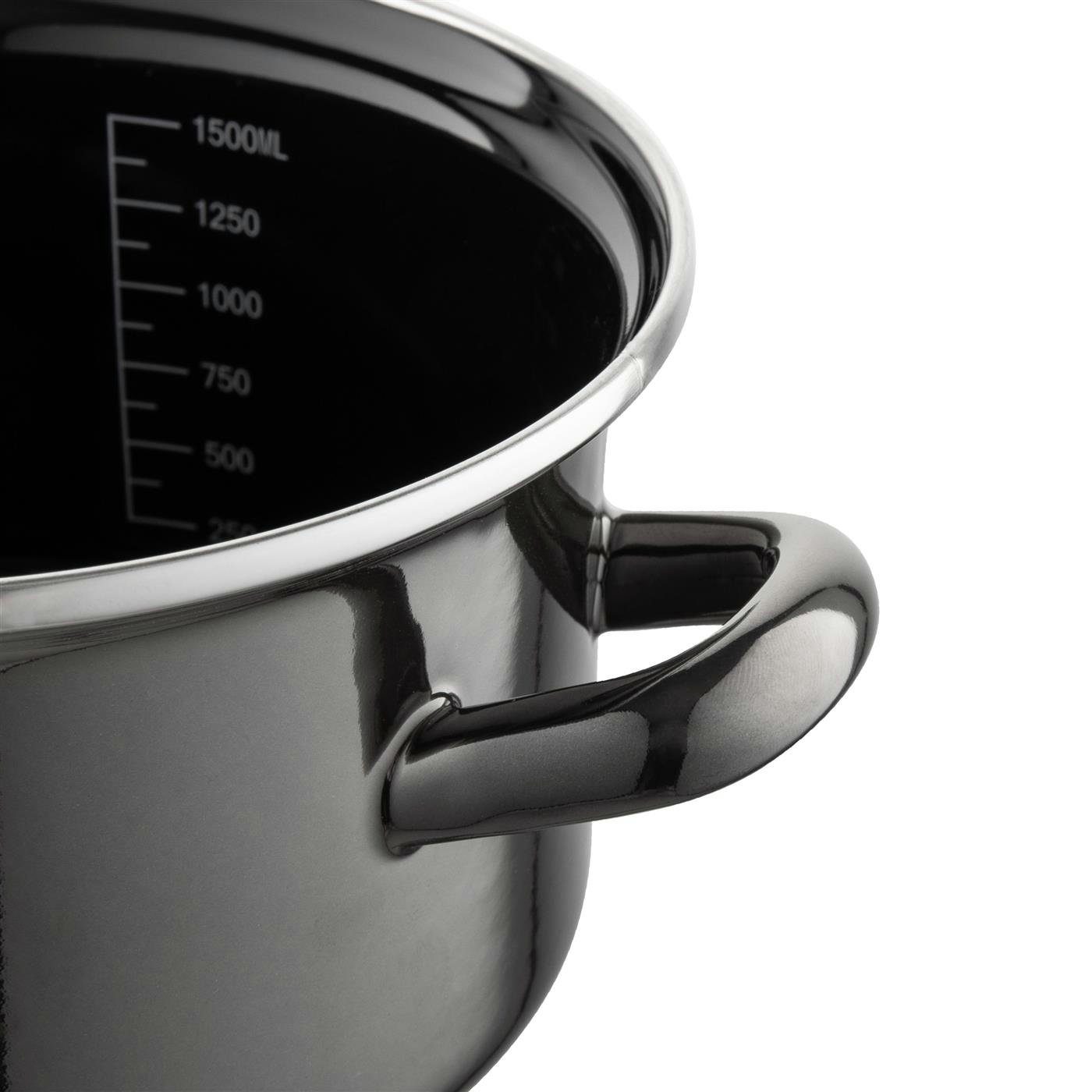 Florina Kochtopf Emaillierter Topf im klassischen Stil Glasdeckel ...