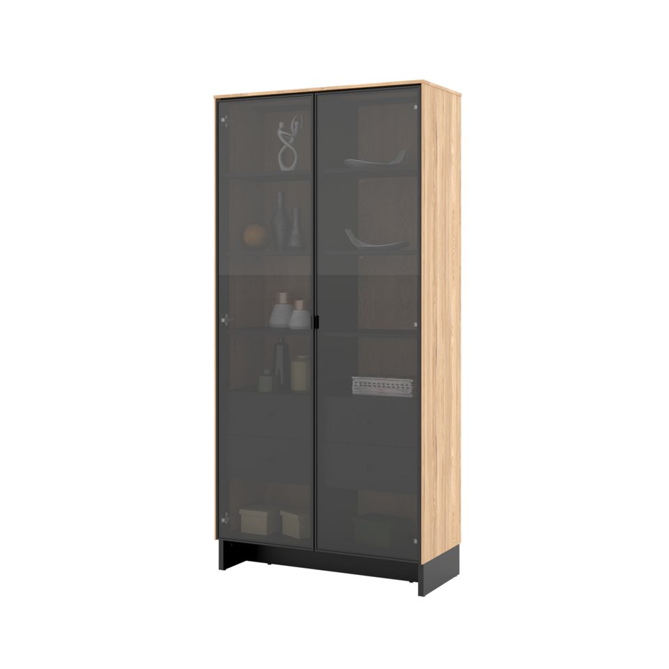 Compleo Vitrine Porto Gehärtetes Glas Mit 4 Schubladen 2 Türig