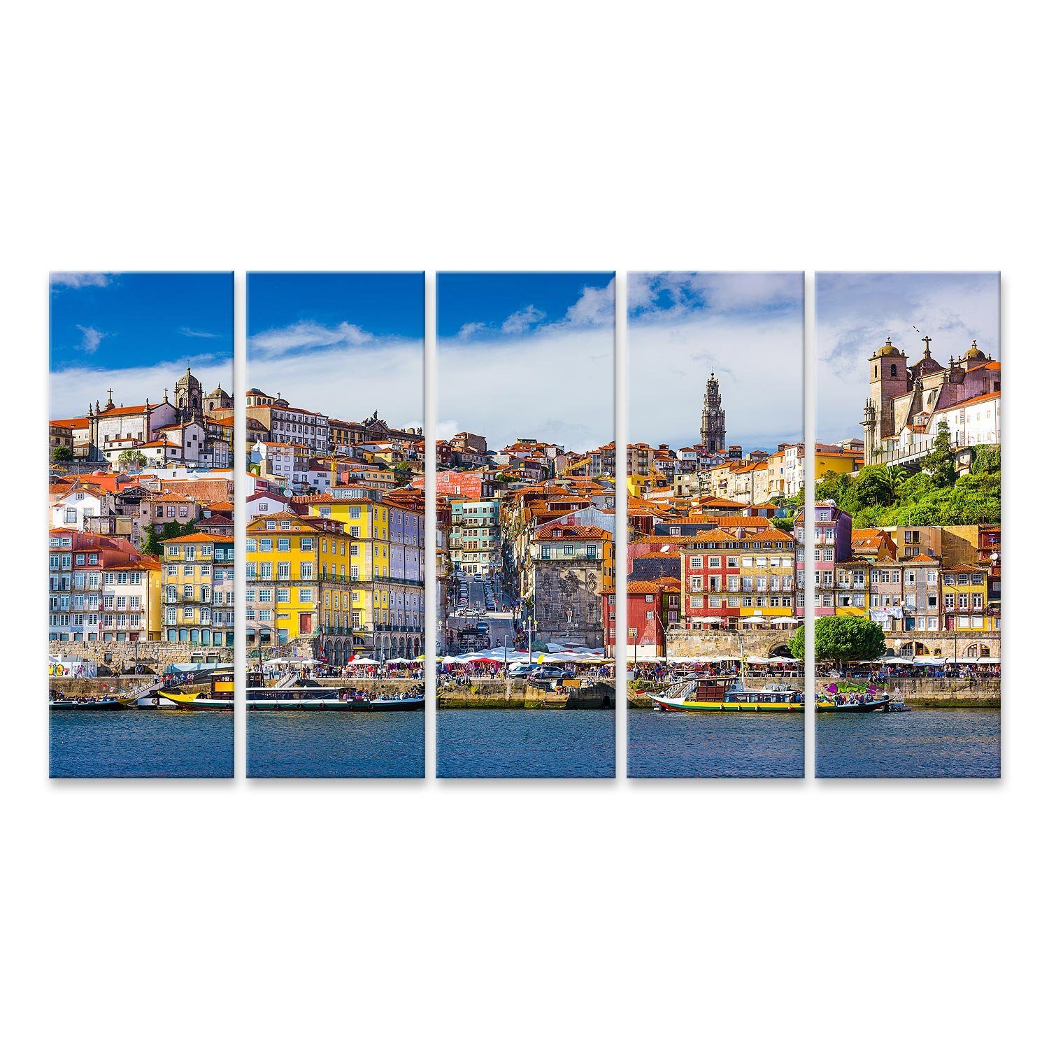islandburner Leinwandbild Bild auf Leinwand Altstadt Skyline Von Über Den Fluss Douro In Porto P