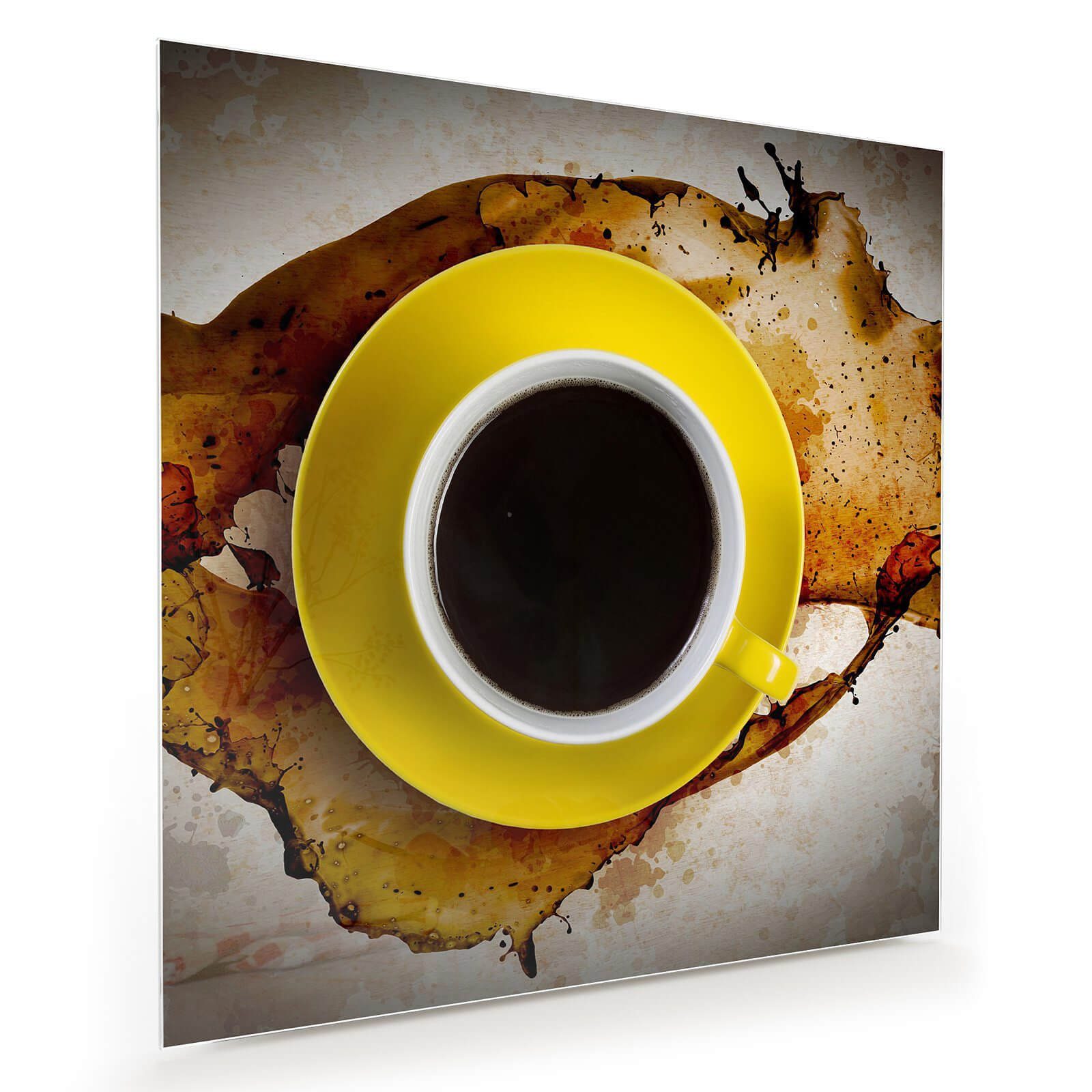 Primedeco Glasbild Wandbild Quadratisch Espressotasse Auf Splash Mit
