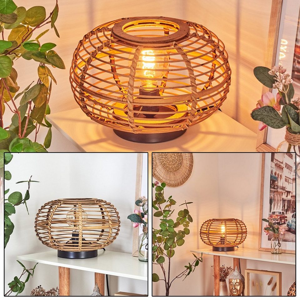 Hofstein Tischleuchte Moderne Nachttischlampe Aus Metallbambus In
