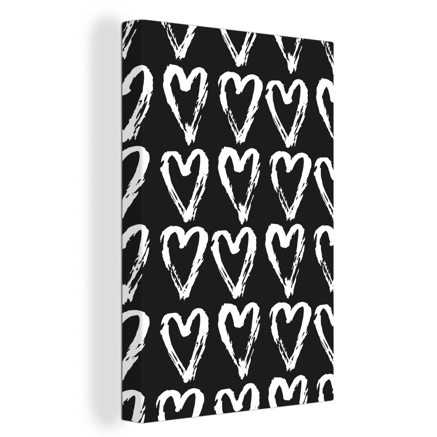 Onemillioncanvasses® Leinwandbild Herz Schwarz Weiß Muster 1 St