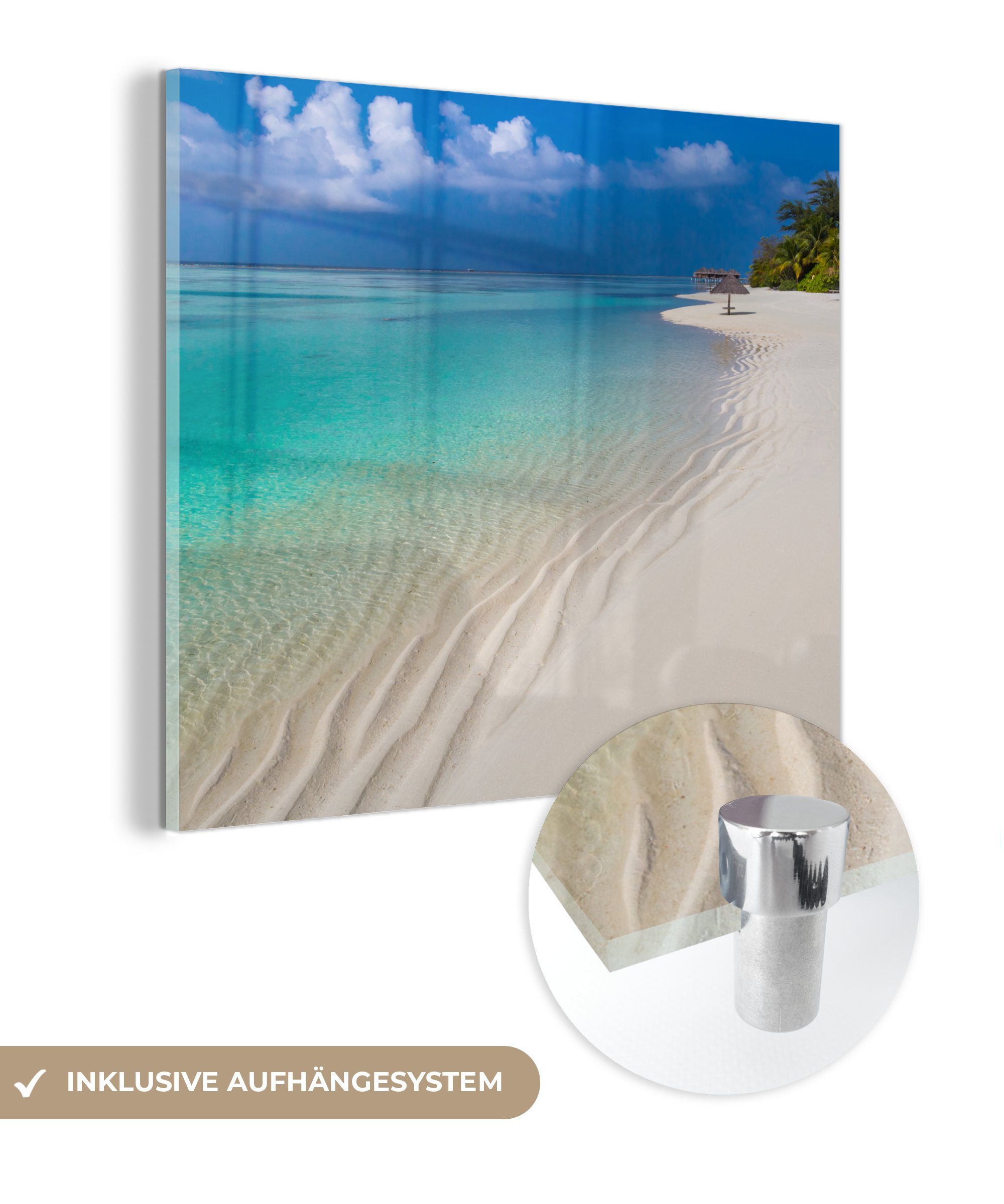 MuchoWow Acrylglasbild Meer - Strand - Sommer, Inkl. Aufhängung, Bilder auf Glas Wandbild ...