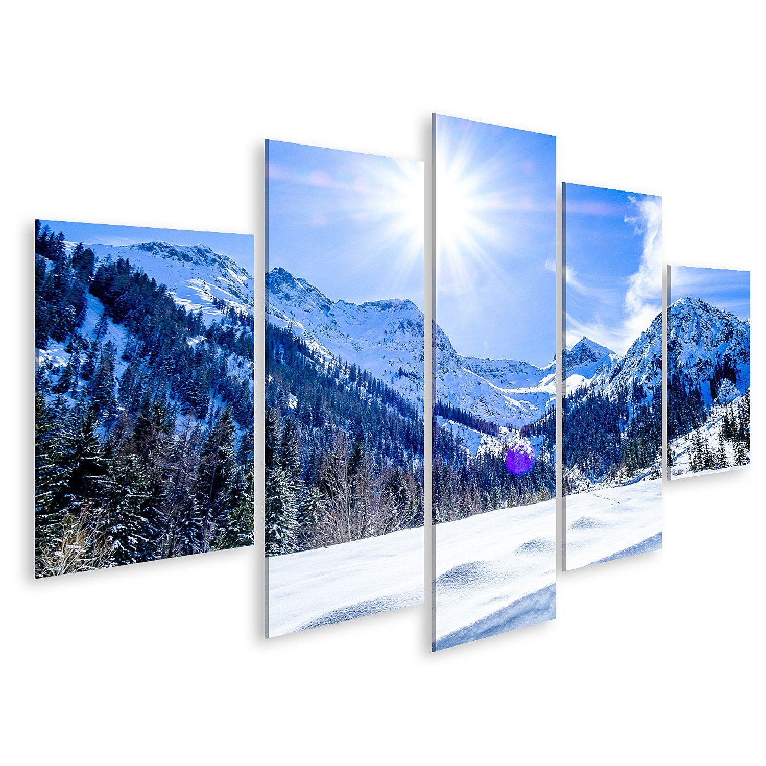 islandburner Leinwandbild Bild auf Leinwand Berge im Dorf Perstisau in Österreich im Winter Wand