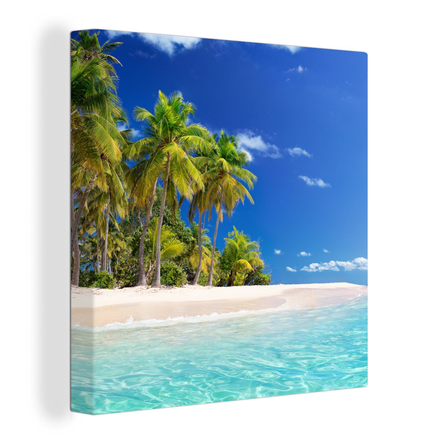 Onemillioncanvasses® Leinwandbild Strand Meer Palme Sonne