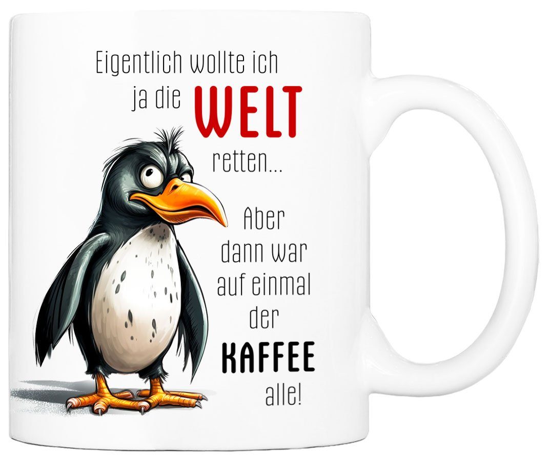 Cadouri Tasse mit Spruch WELT RETTEN Kaffeetasse Büro Arbeit, Geschenk, Keramik, Kaffeebecher ...