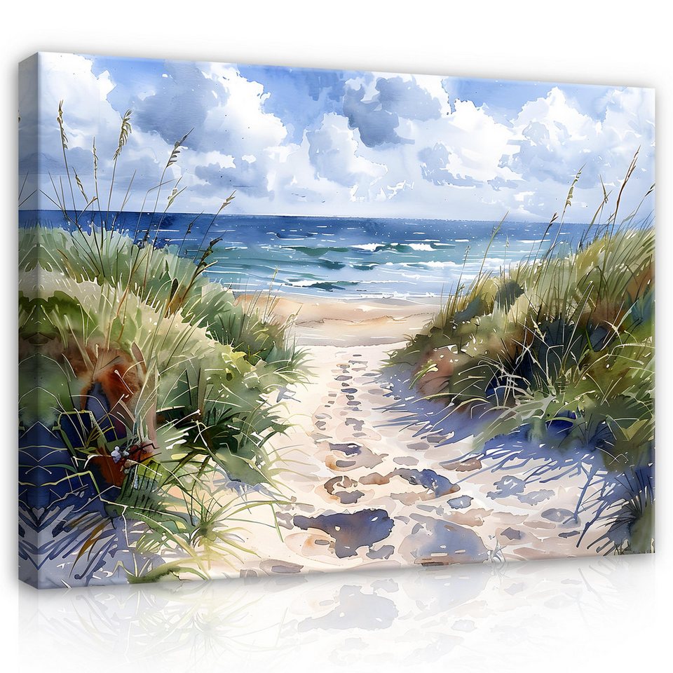Wallarena Leinwandbild Gemalt Strand Meer Art Kunst Wohnzimmer ... Wallarena Leinwandbild Gemalt Strand Meer Art Kunst Wohnzimmer ...