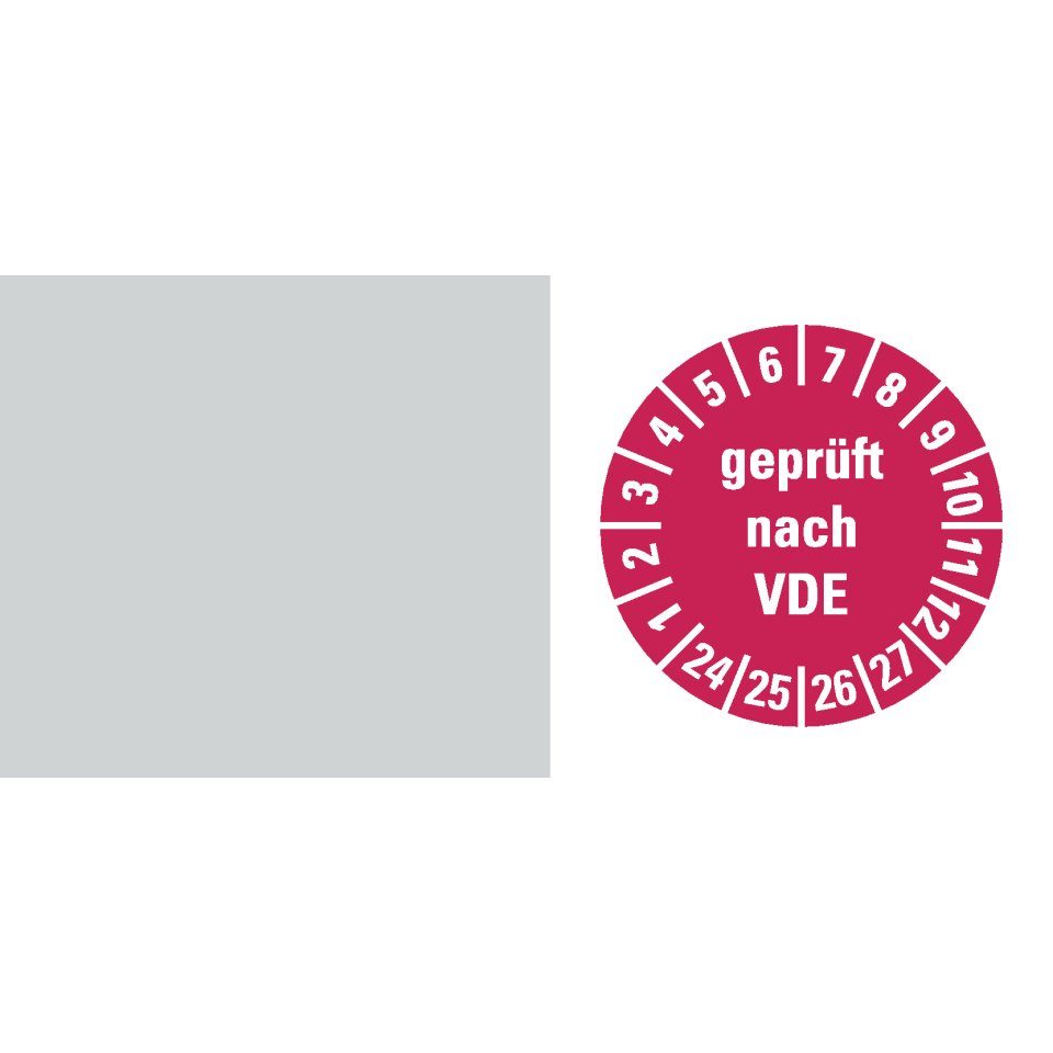 König Werbeanlagen Hinweisschild Kabelprüfplakette geprüft nach VDE 24-27, rot, Folie, 95x25mm ...