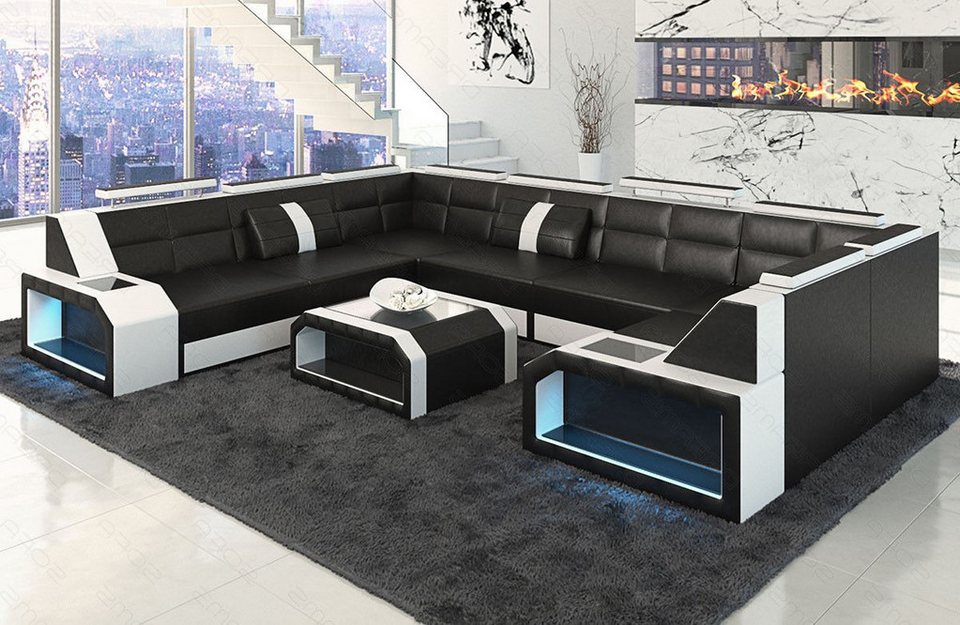 Sofa Dreams Wohnlandschaft Ledersofa Pesaro Mini U Form Designersofa