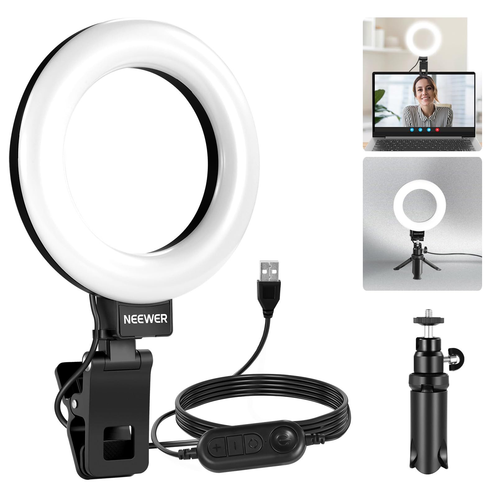 Neewer Ringlicht ST-RL BASICS 5" Ringlicht mit Klemme und Mini Stativ ...