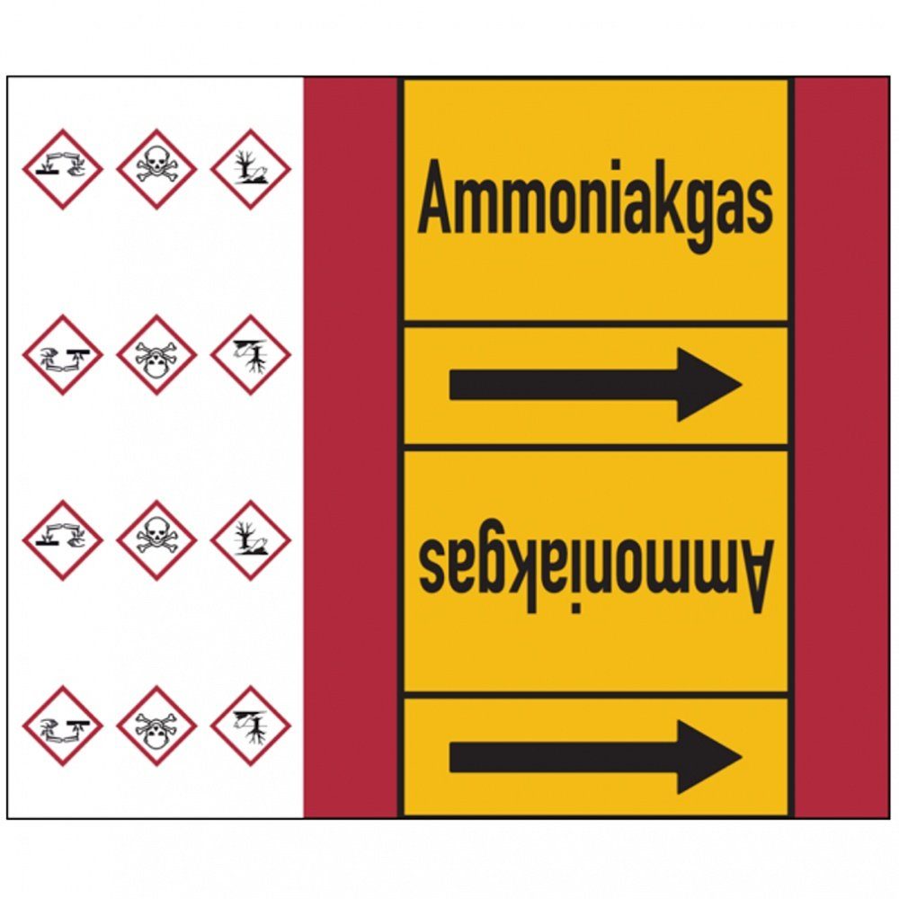 König Werbeanlagen Hinweisschild Rohrleitungsband, Ammoniakgas, Rolle = 33 m, Folie ...
