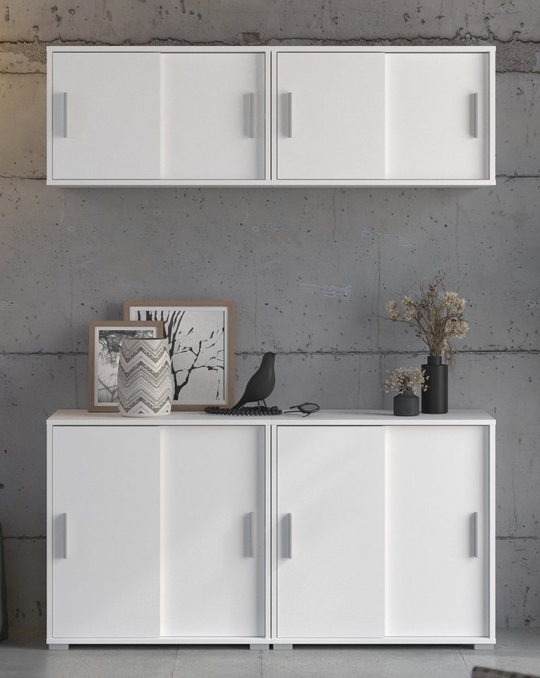 Xonoxhome Sideboard Kommode Regal Set Mover 6 Weiß 4 Teilig 4 St