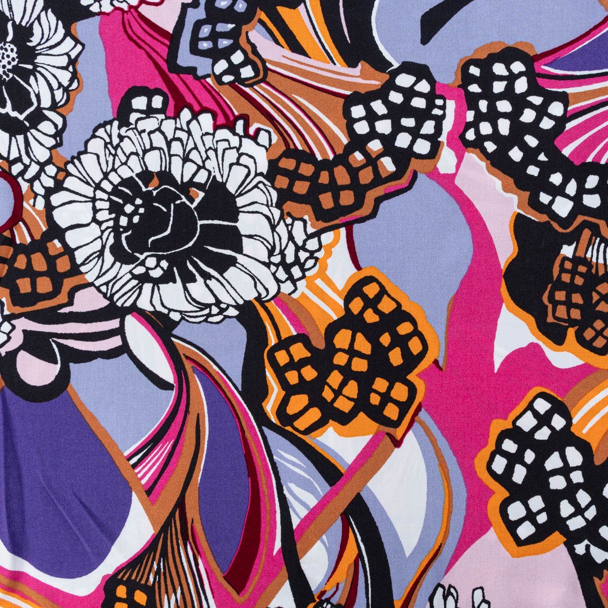 SchÖner Leben Stoff Viskose Popeline Stoff Retro Blumen Lila Bunt 1