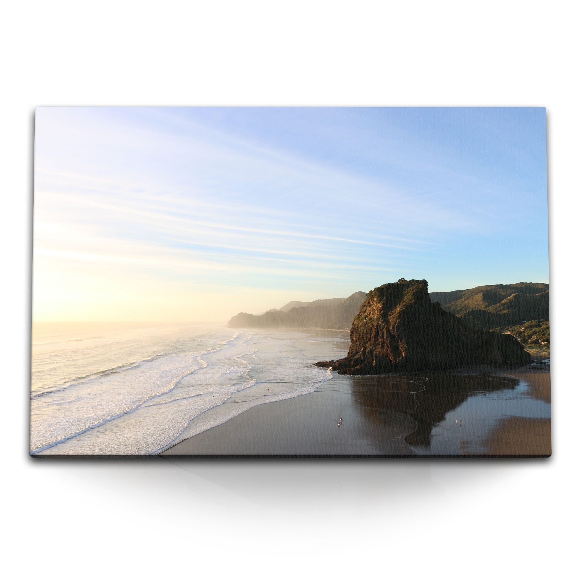 Sinus Art Leinwandbild 120x80cm Wandbild auf Leinwand Küste Meer Felsen Natur Sonnenuntergang ...