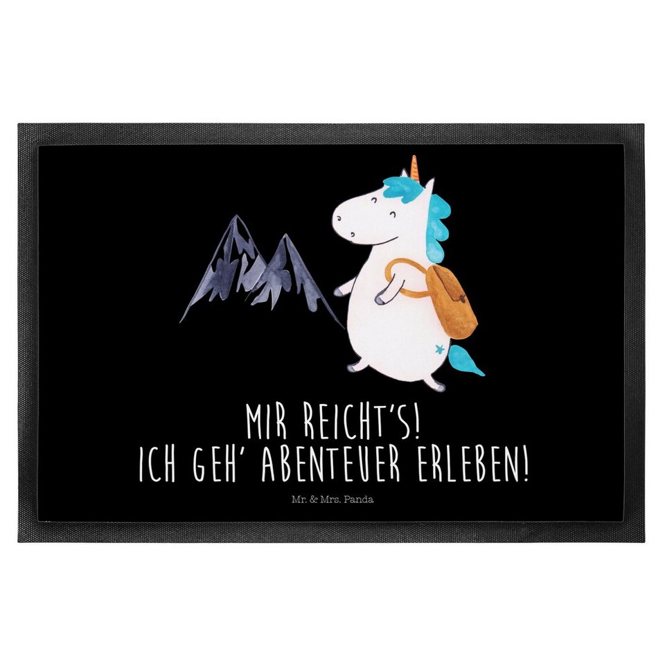 Fußmatte Einhorn Bergsteiger Schwarz Geschenk Einhorn Deko