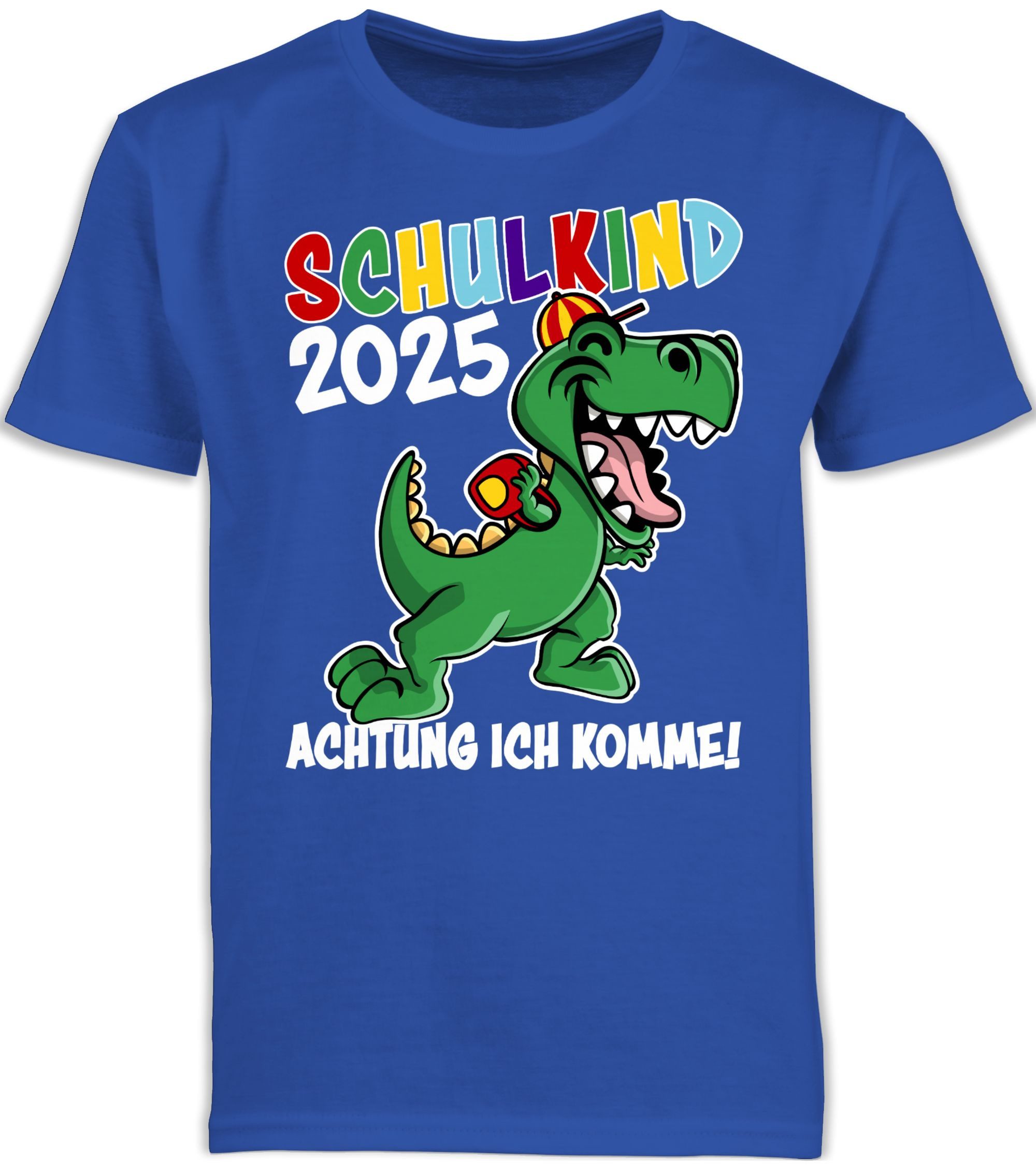 Shirtracer T-Shirt Schulkind 2025 Dino Dinosaurier Einschulung Junge Schulanfang Geschenke