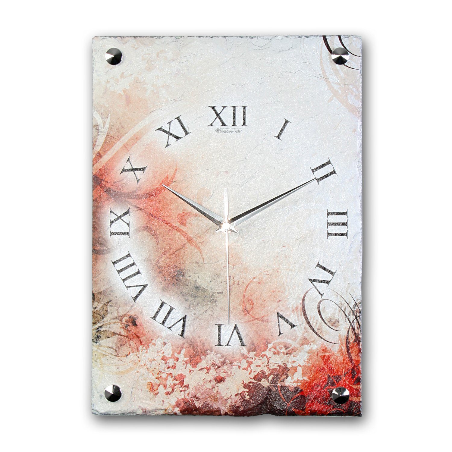 Kreative Feder Wanduhr Ornamente Rot Gelb Schwarz Designer Wanduhr