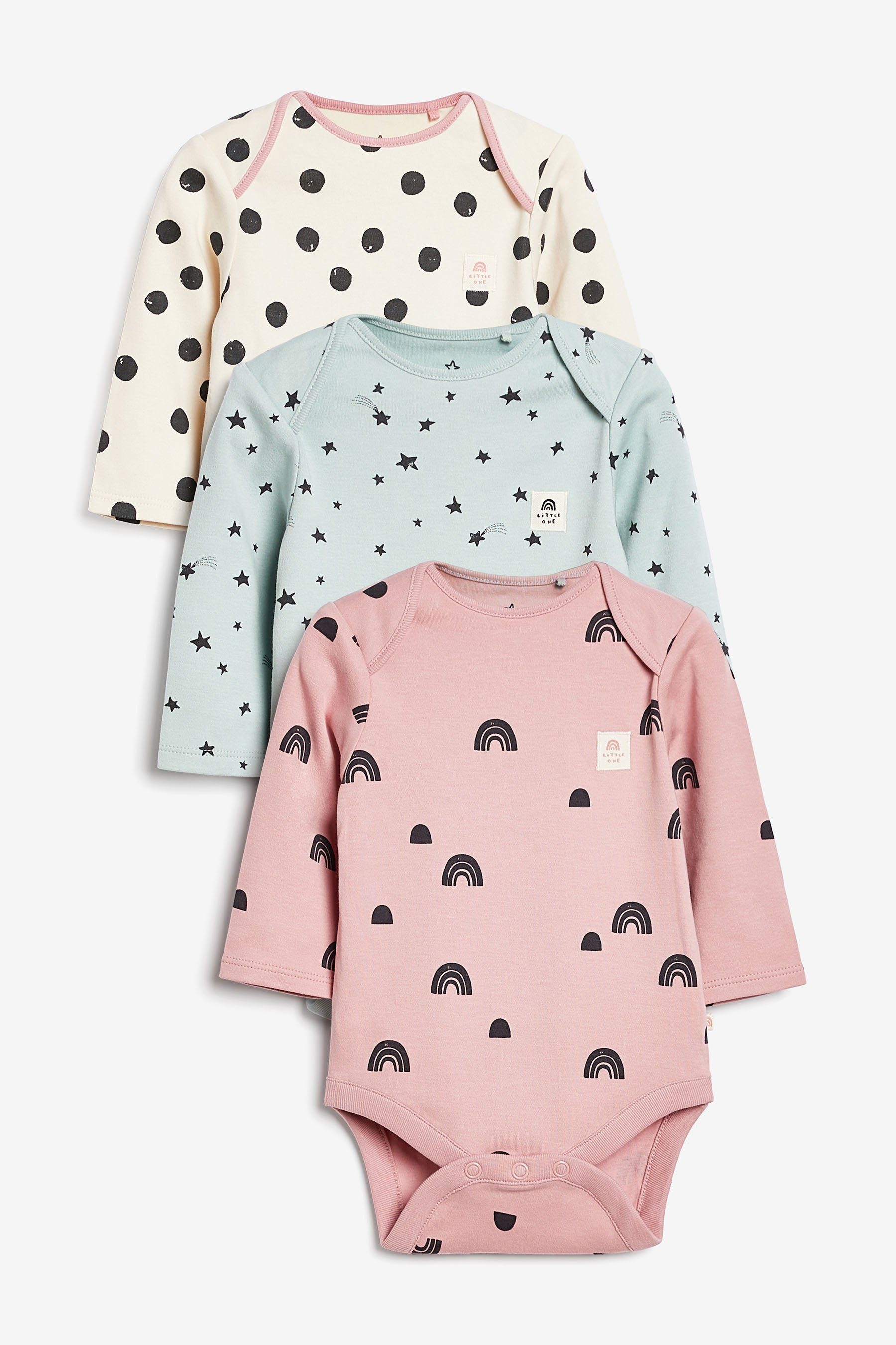 Next Langarmbody Langärmelige Bodys Mit Minimuster 3 Pack 3 Tlg