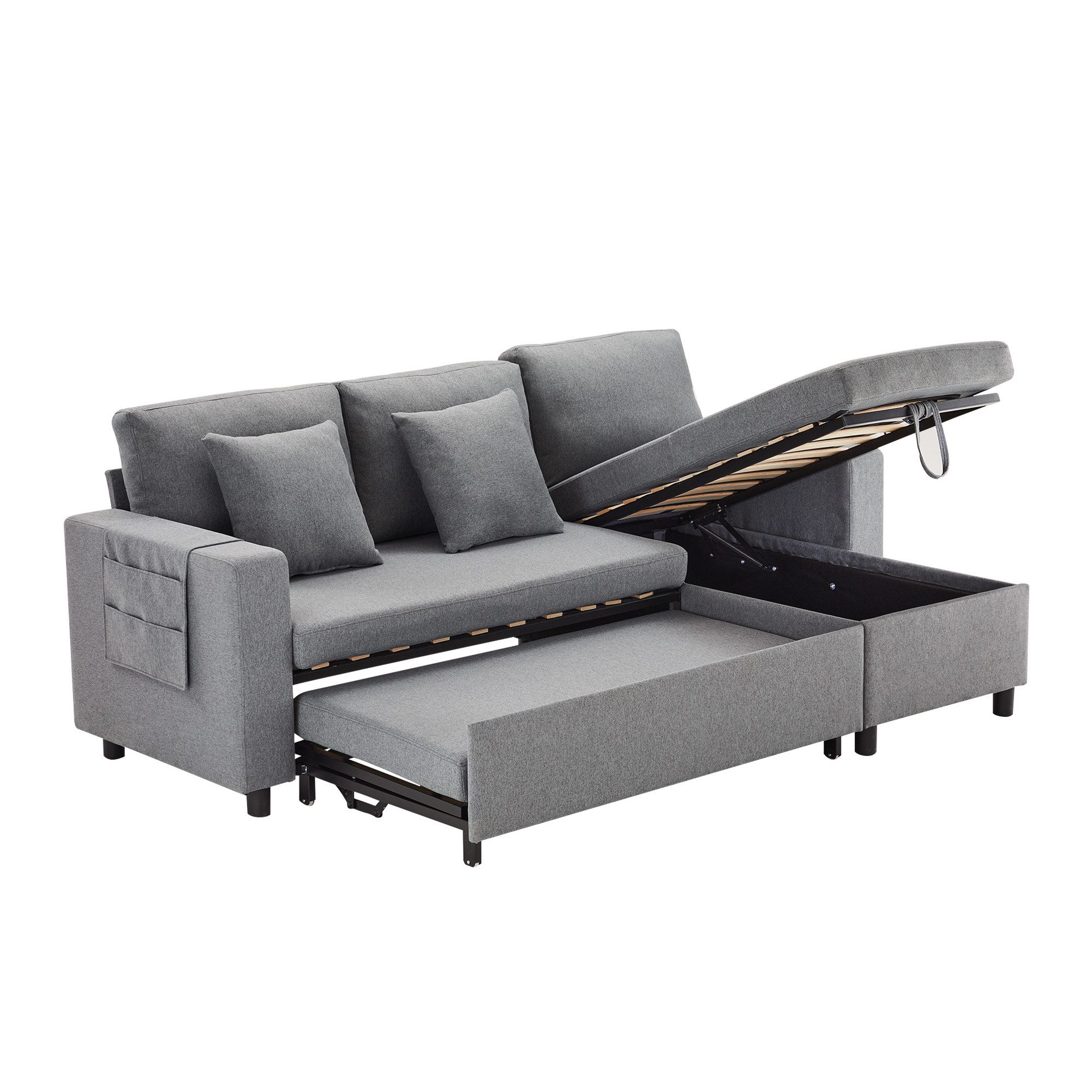 Extsud Schlafsofa L Förmiges Sofasofa Chaiselongue Mit Stauraummit