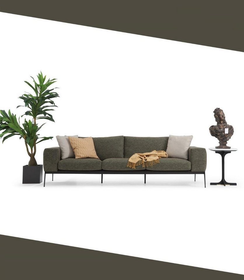 Jvmoebel 3 Sitzer Dreisitzer 3 Sitzer Sofas Dunkelgrün Stoff Wohnzimmer