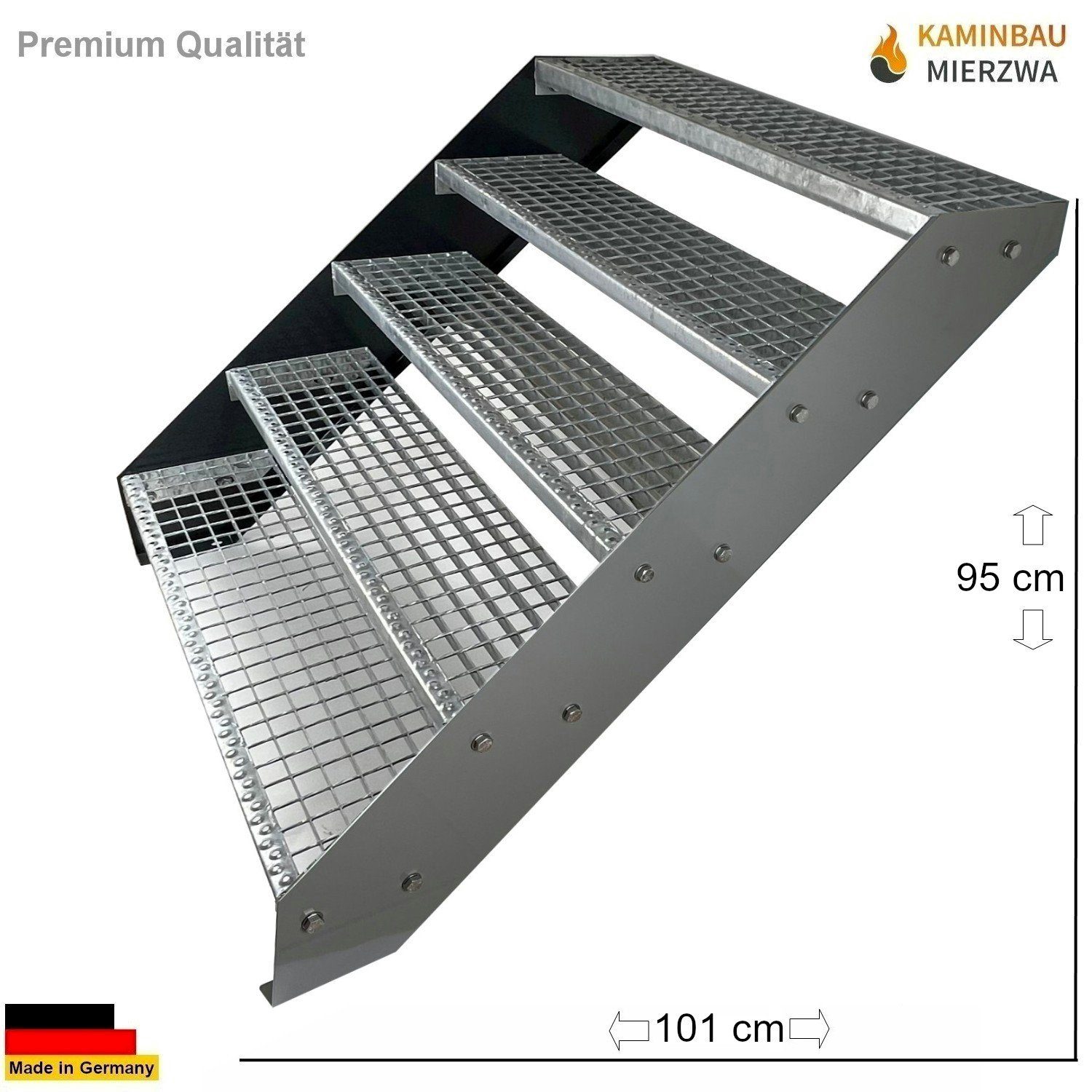 Kaminbau Mierzwa Außentreppe Premium Treppe Silber Höhe Verstellbar ...