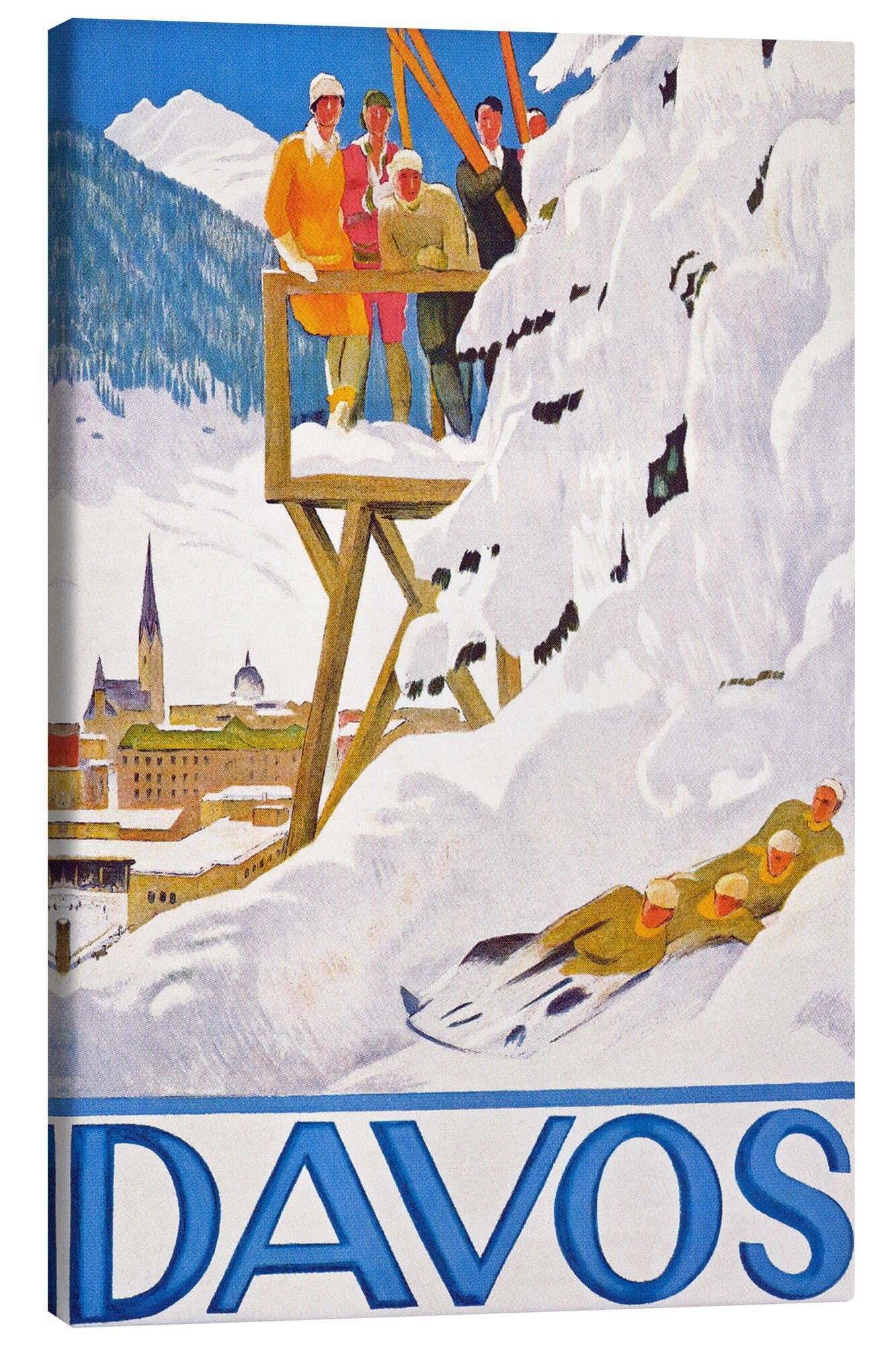 Posterlounge Leinwandbild Vintage Travel Collection Davos Vintage