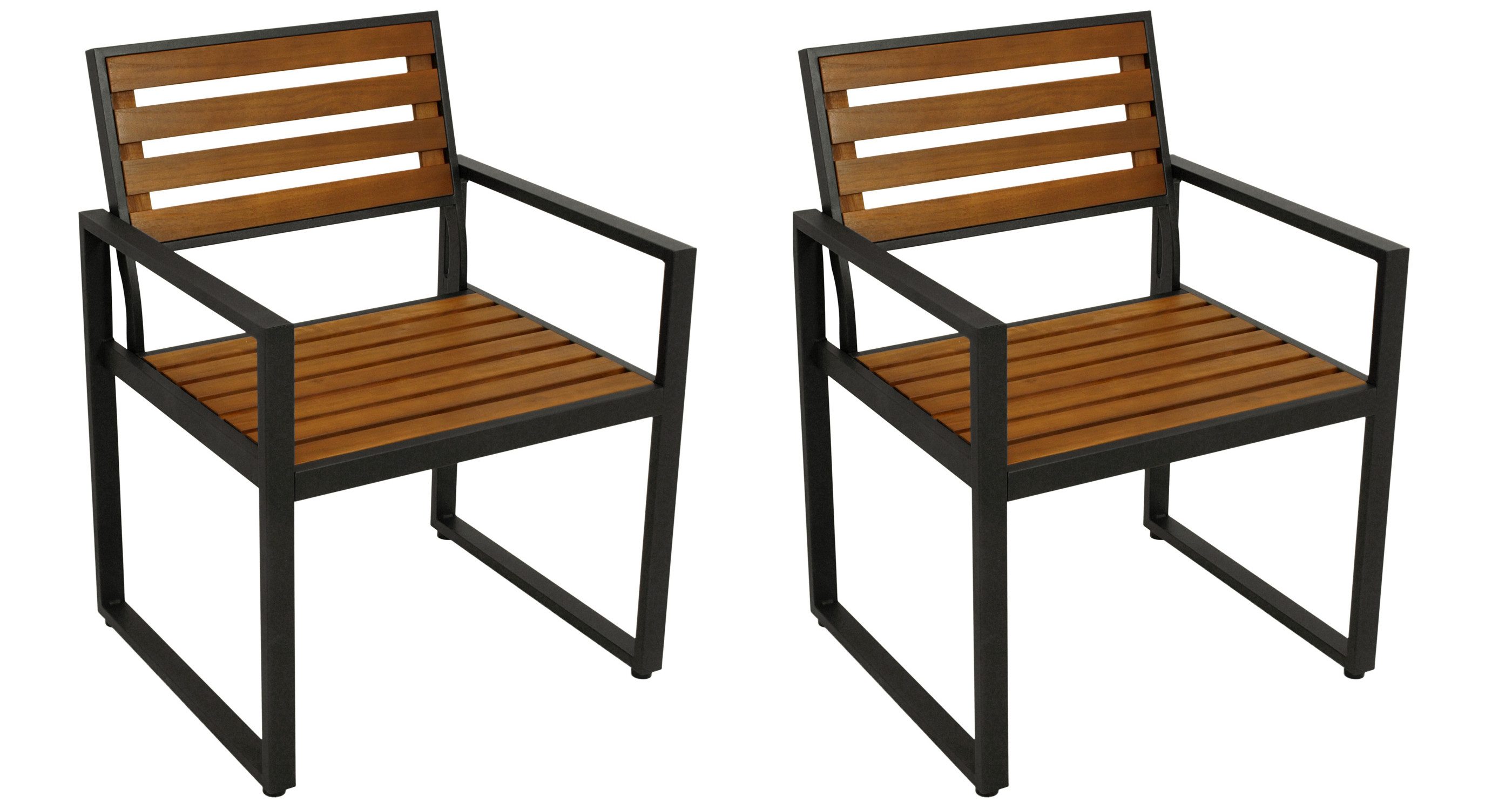 DEGAMO Gartensessel RAGUSA (2-St., 2er Set), Metall anthrazit + Akazie geölt, modernes Design